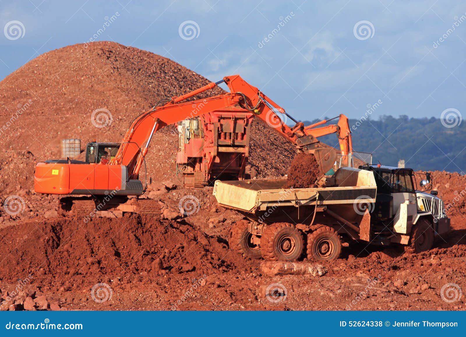 Diggers and Dump Truck stock photo. Image of digger, roadworks - 52624338