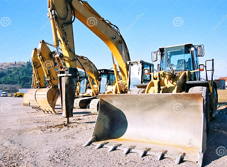 Diggers at parking stock image. Image of create, diesel - 846447