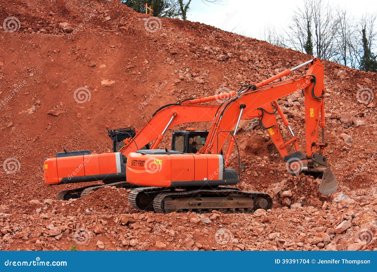 Diggers stock photo. Image of roadworks, dump, rock, tracks - 39391704
