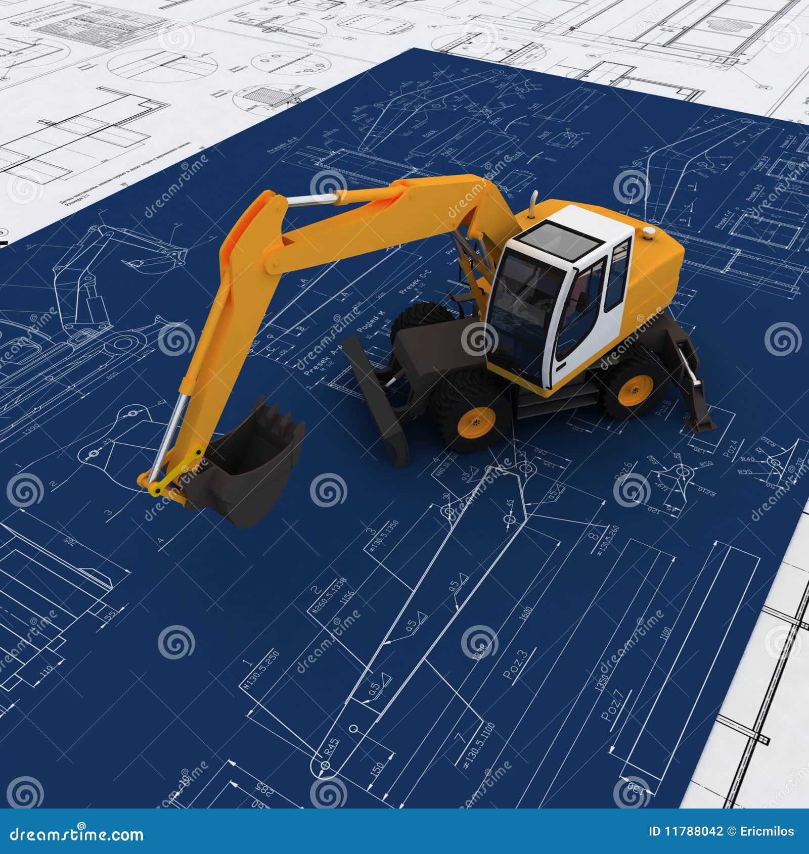 Diggers and sketch stock illustration. Illustration of equipment - 11788042