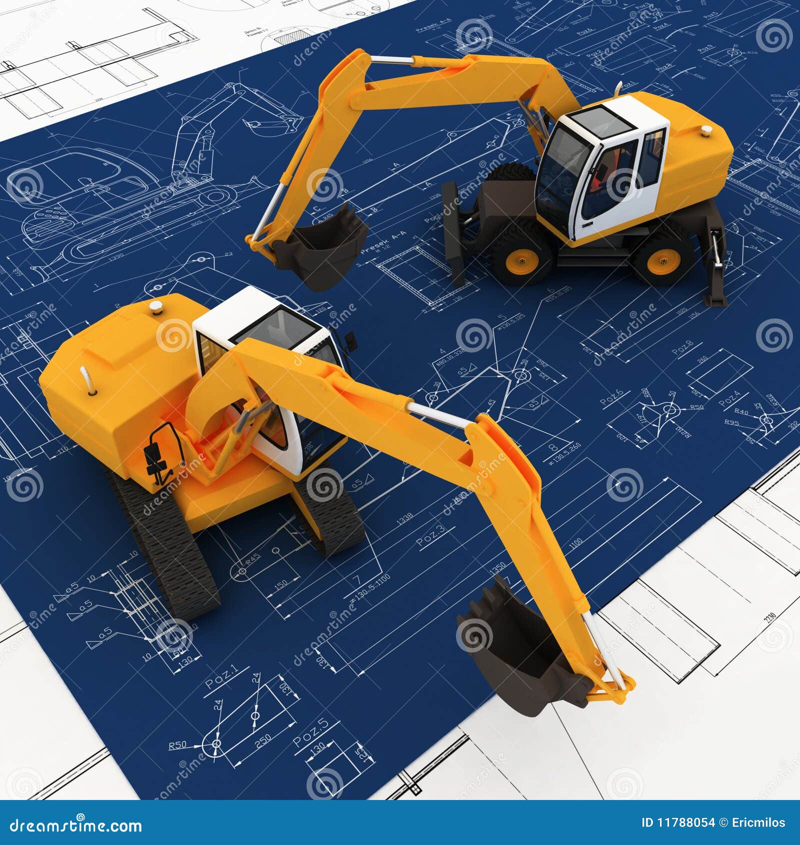 Diggers and sketch stock illustration. Illustration of digger - 11788054