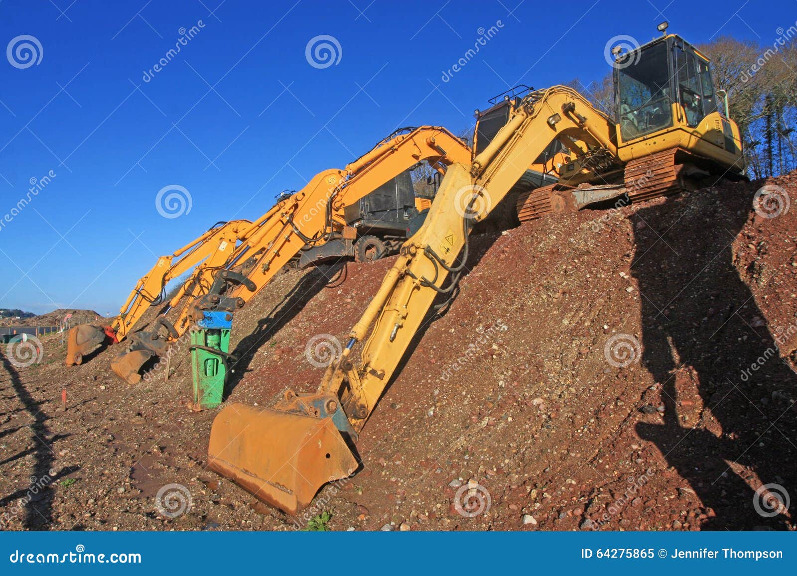 Diggers stock image. Image of bulldozers, digger, roadworks - 64275865