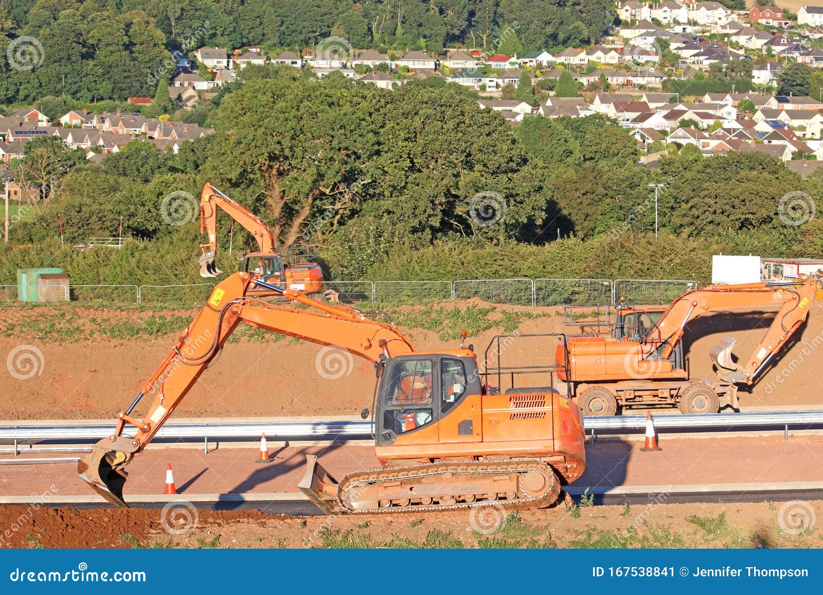 Diggers on a Road Construction Site Stock Image - Image of excavator ...