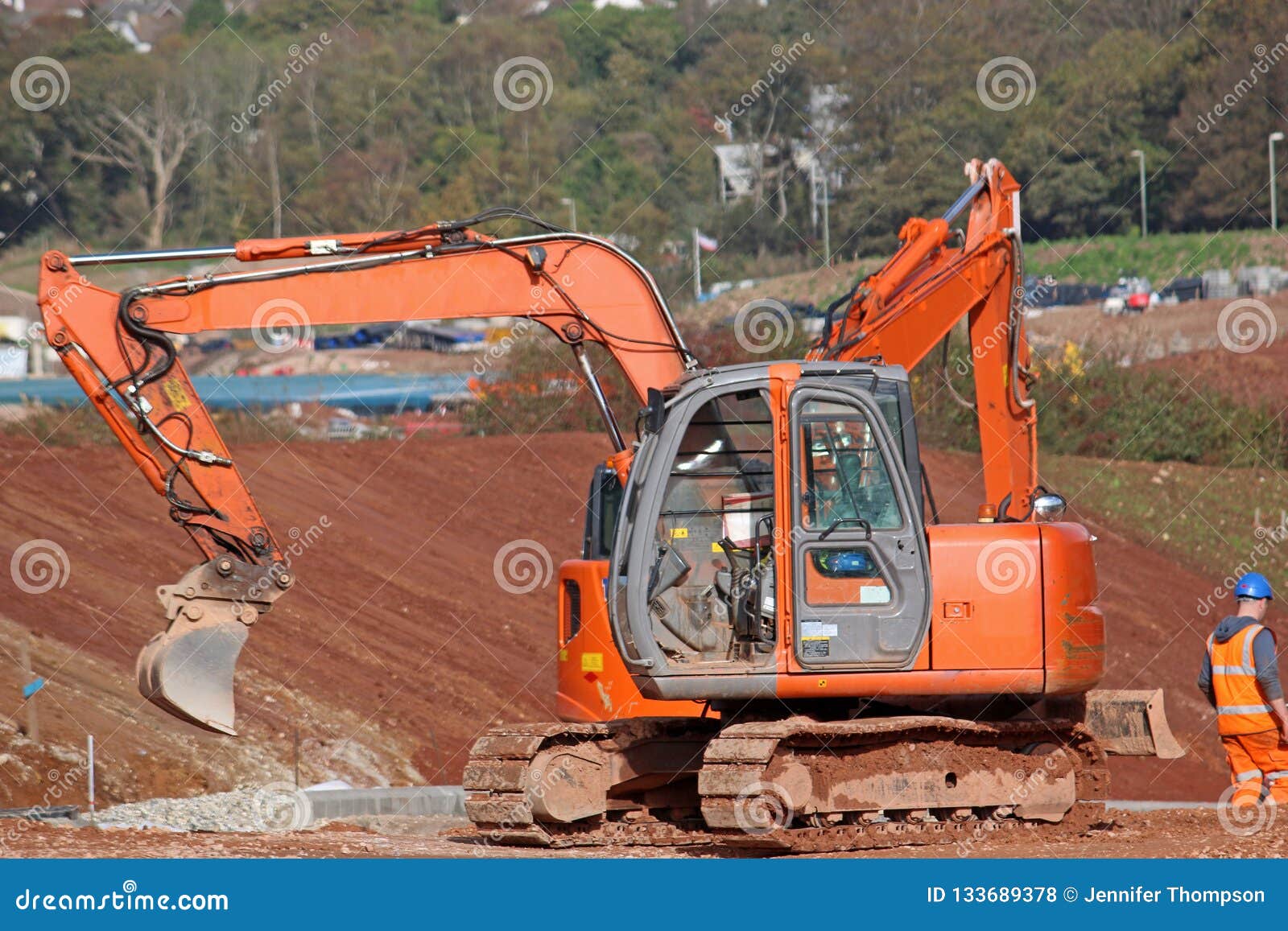 Diggers on a Construction Site Editorial Stock Photo - Image of gravel ...