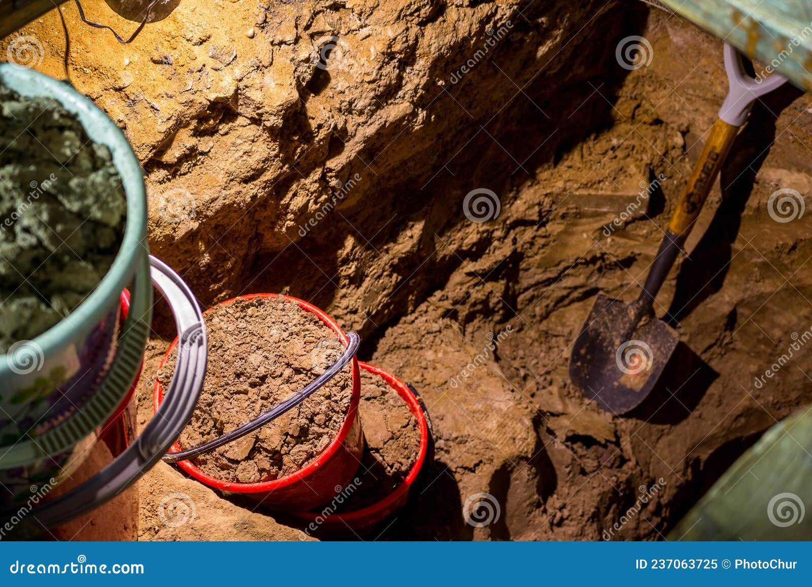 Digging the Basement Under the House Manually Stock Image - Image of ...