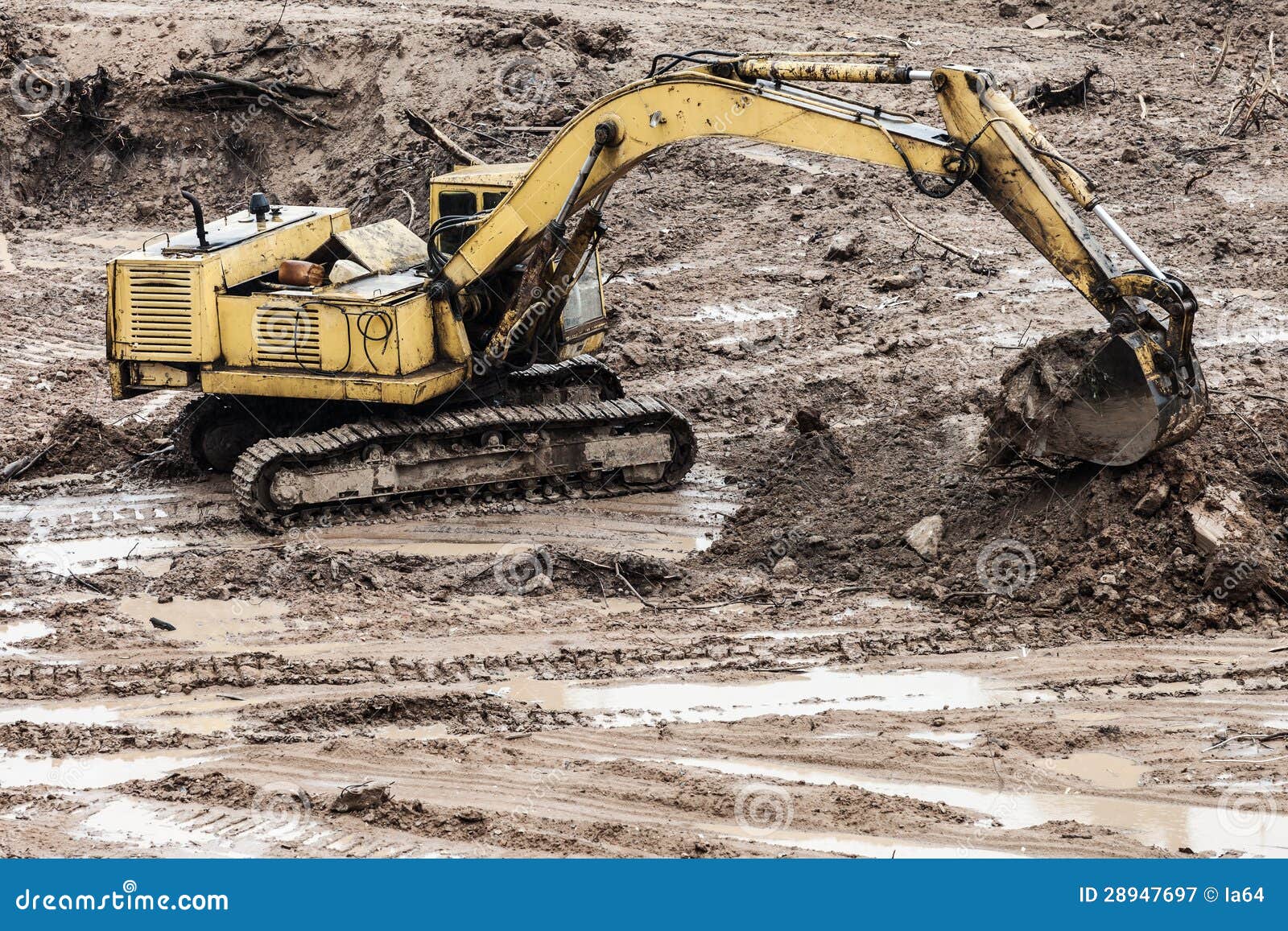 Digging Excavator Machine at Building Construction Site Stock Image ...