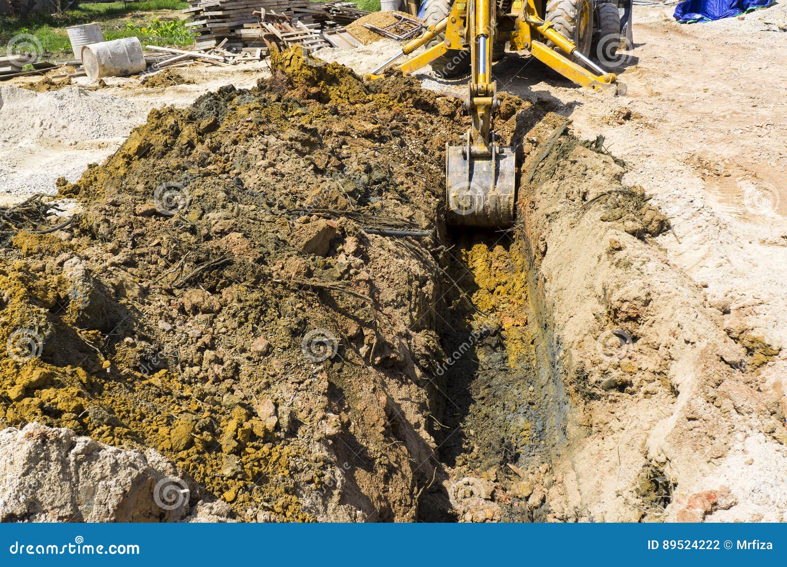 Digging Hole for Septic Tank Stock Photo - Image of excavator ...