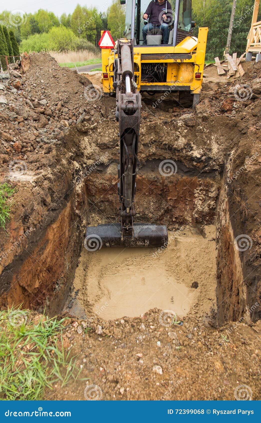 Digging and Leveling the Bottom of the Backyard Septic Tank Stock Photo ...