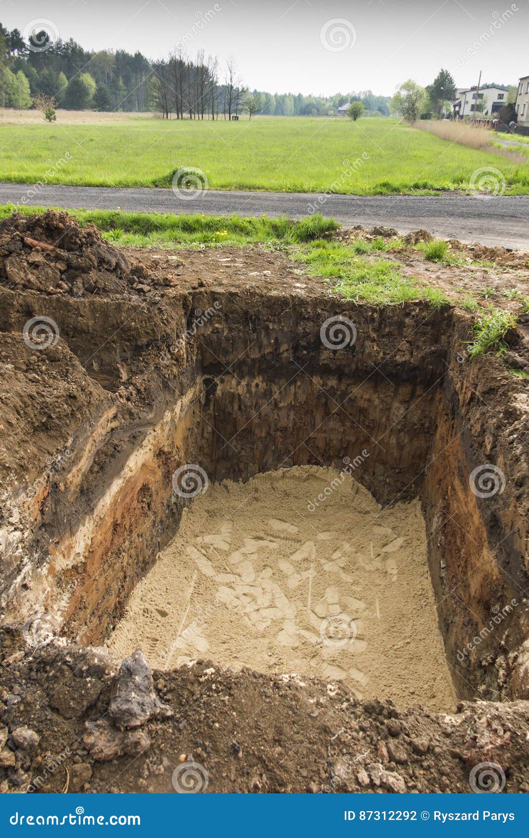 Digging and Leveling the Bottom of the Backyard Septic Tank Stock Photo ...