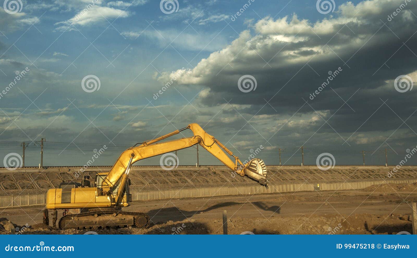 Digging Machine by the Road Stock Photo - Image of danger, engineering ...