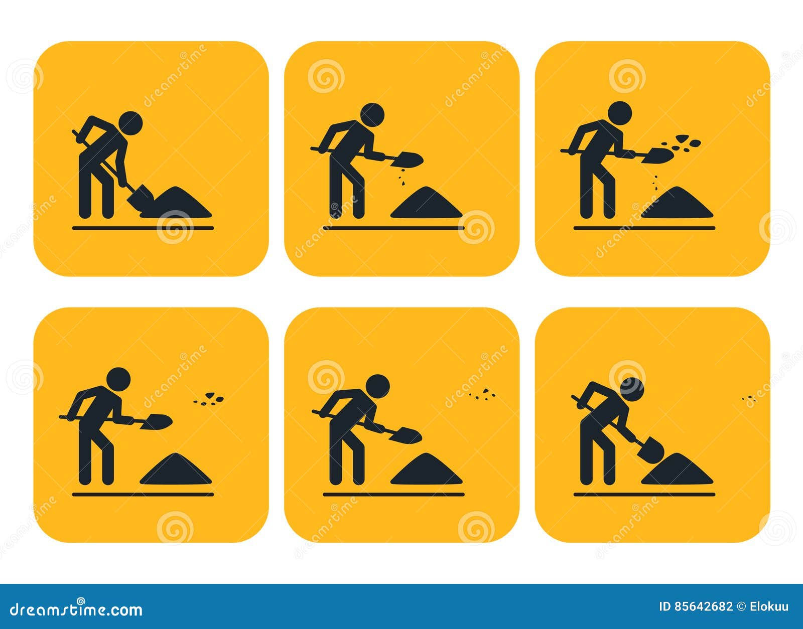 Digging Man. Animation Throwing the Ground Ahead Stock Vector ...