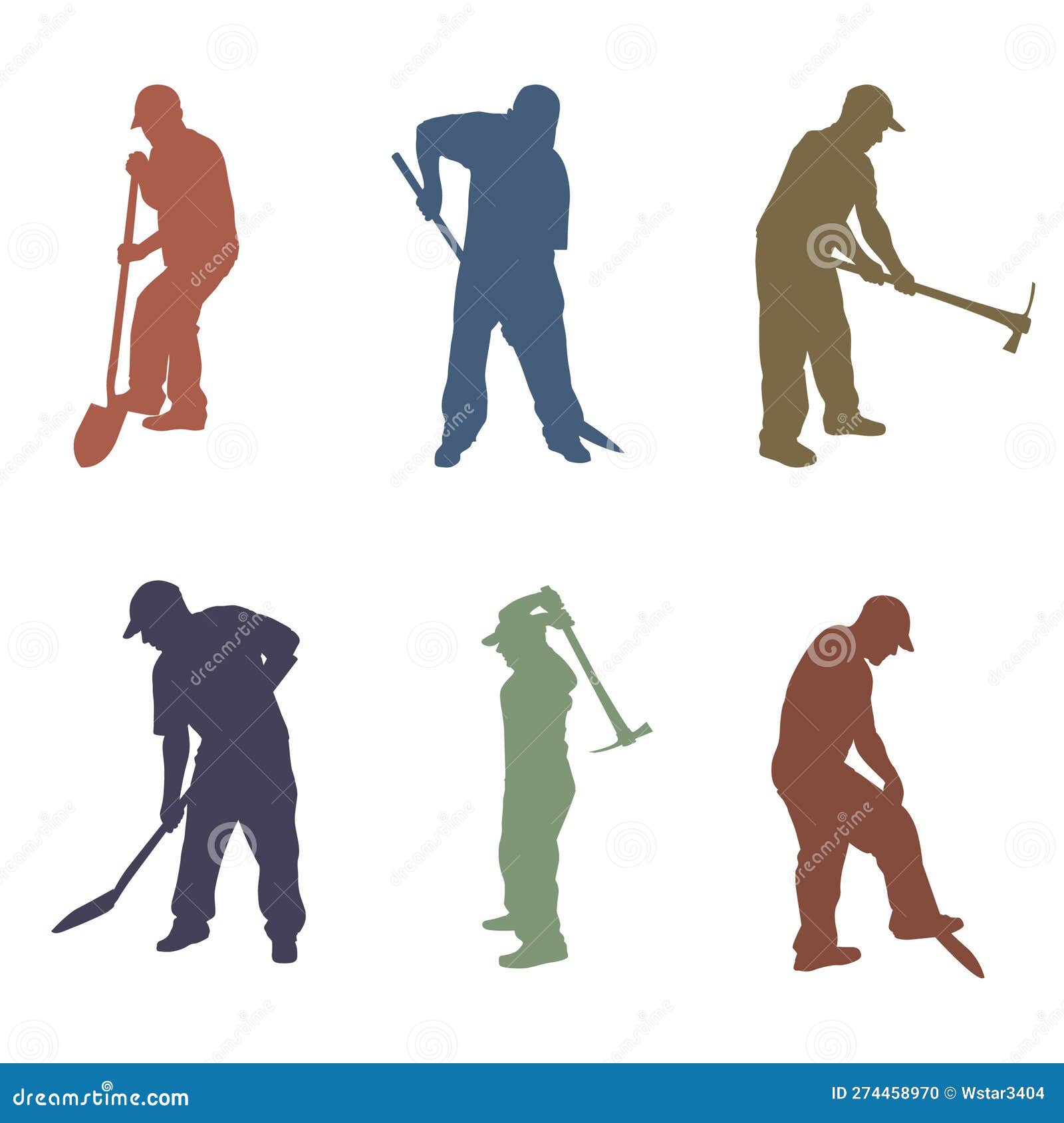 Digging Man Icon Illustration. Silhouettes of People with Shovel Stock ...