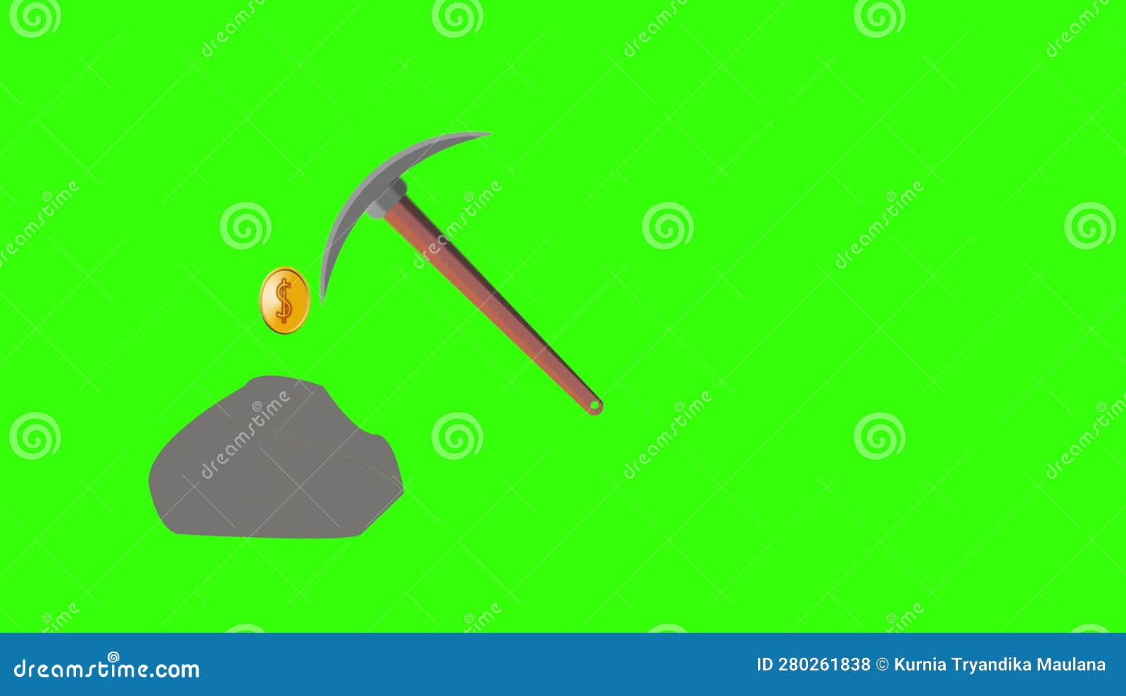 Digging Mining Coin Metal Pickaxe Animation Metal Pickaxe Breaking ...