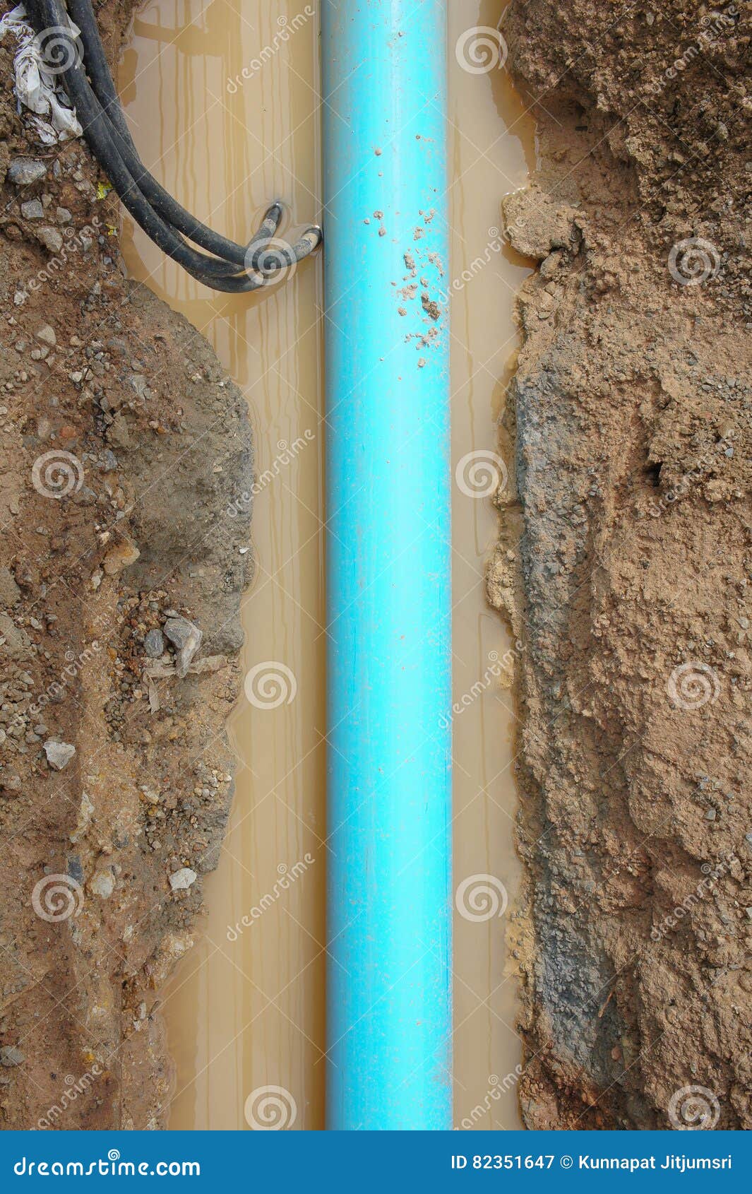 Digging Pipe Water Supply Pipe To the Utility. Stock Image - Image of ...