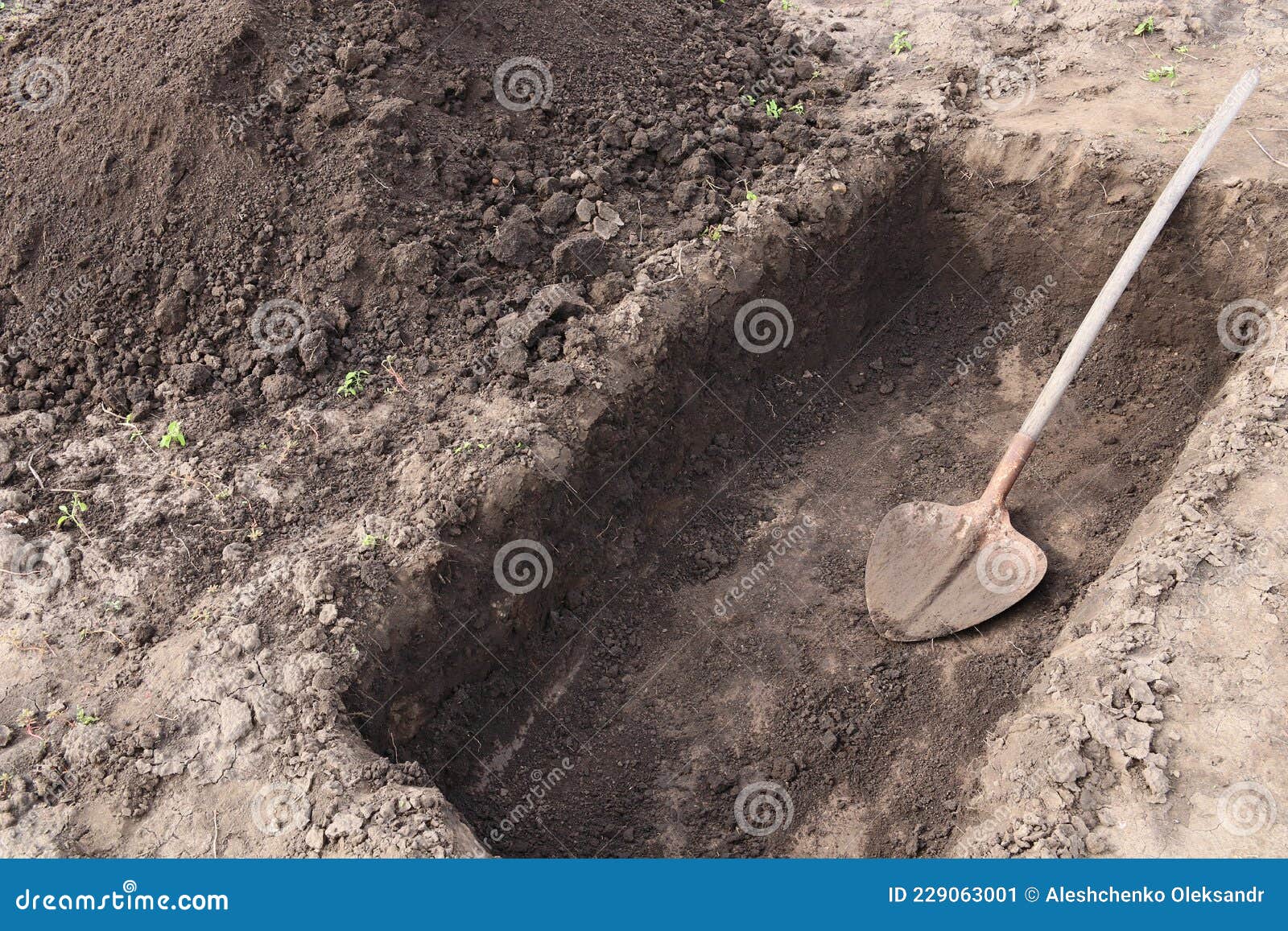 Digging a Pit. Pit in the Ground Stock Image - Image of digging, black ...