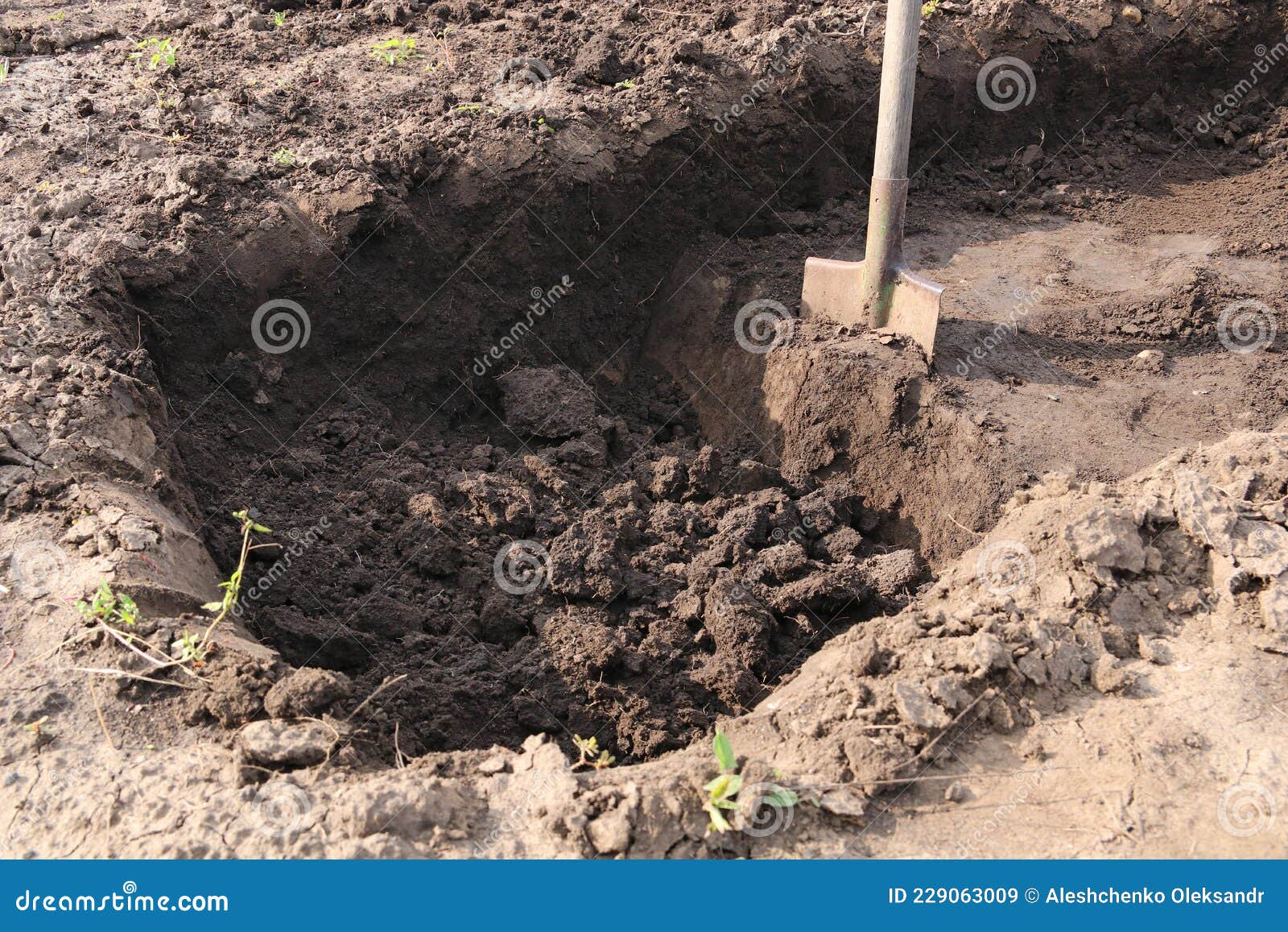 Digging a Pit. Pit in the Ground Stock Image - Image of earth, border ...