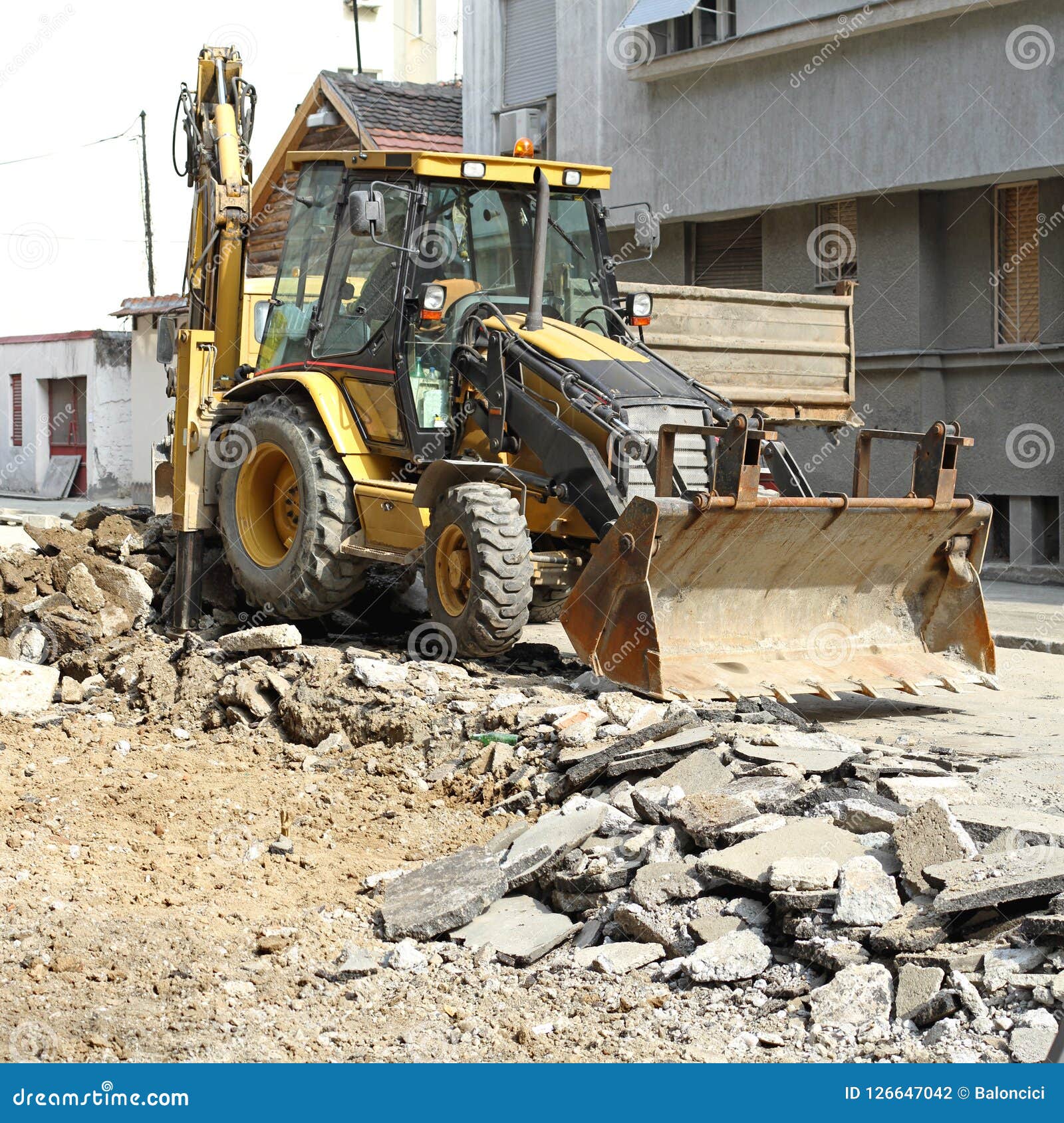 Loader Digger stock photo. Image of works, street, build - 126647042