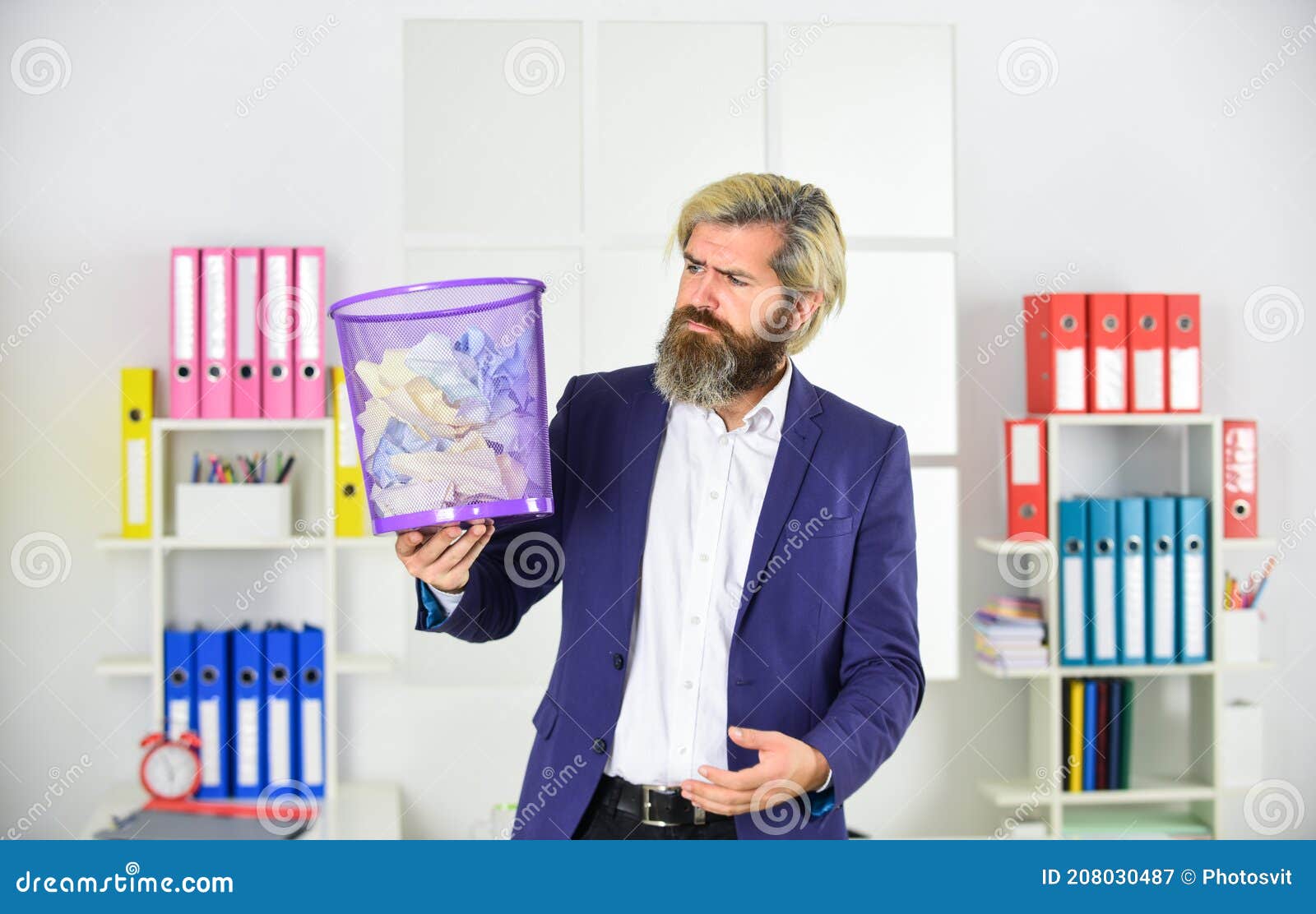 Digging in the Trash. Vile Work. Rummaging through the Papers. Office ...