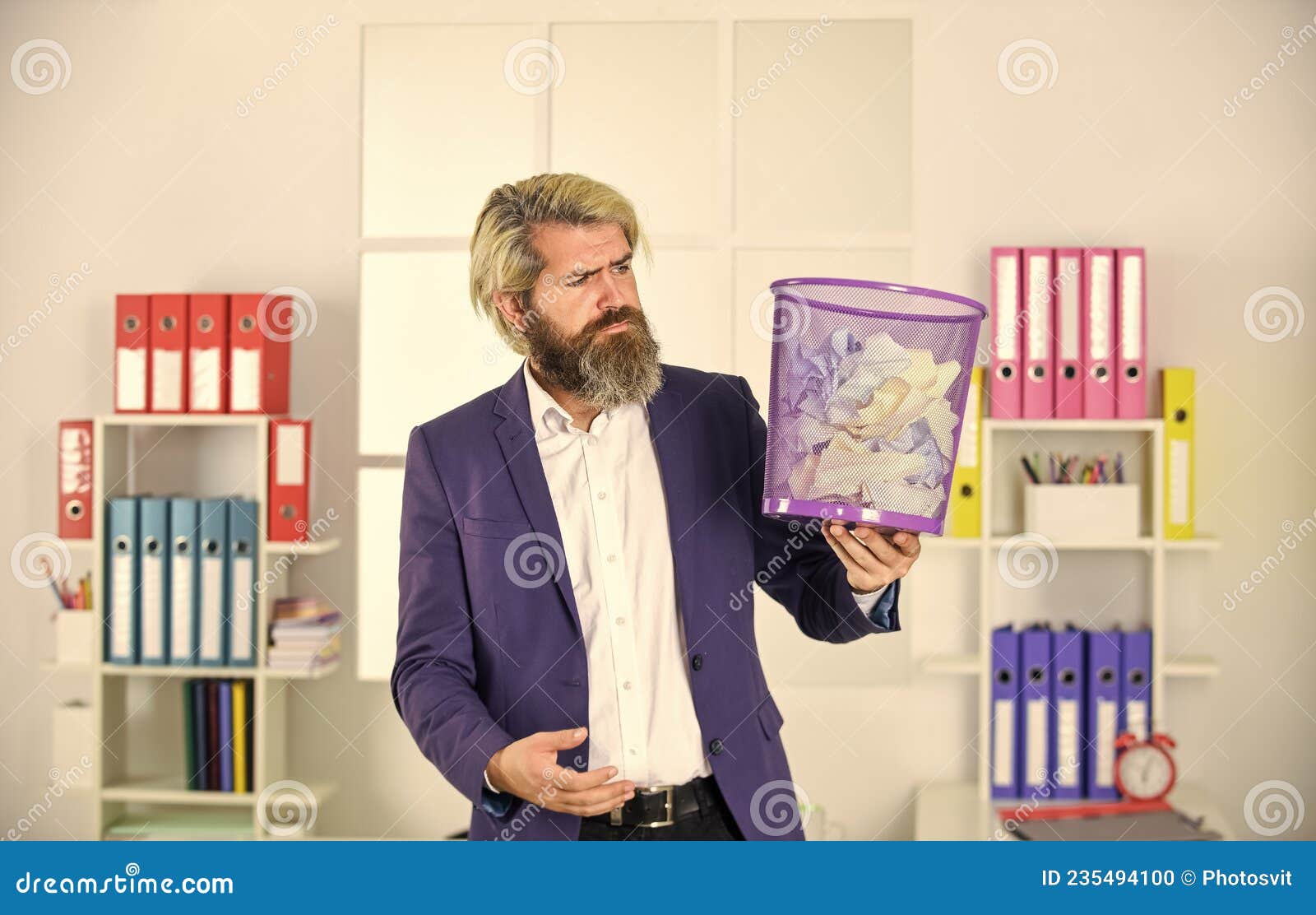 Digging in the Trash. Vile Work. Rummaging through the Papers. Office ...