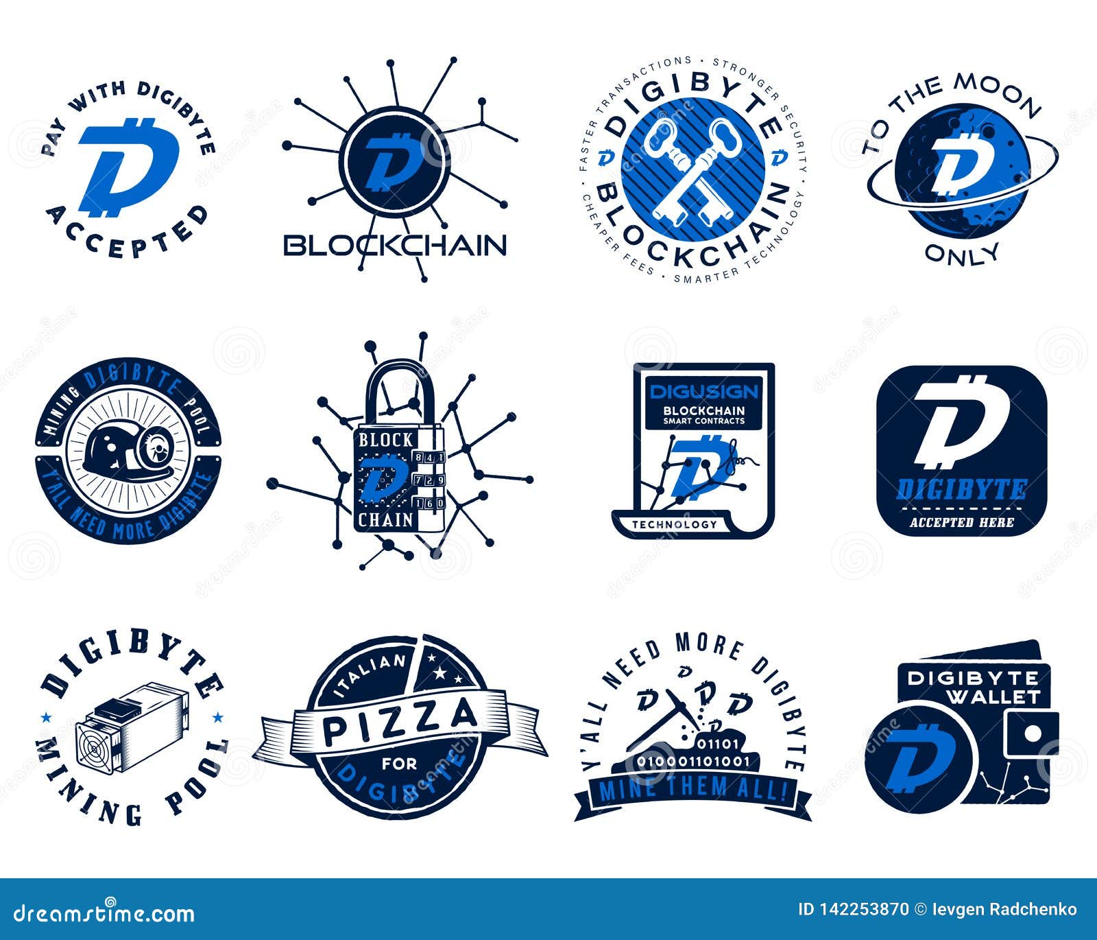 Digibyte Logos Set. Digital Asset Concept. Pay with DGB Accepted ...