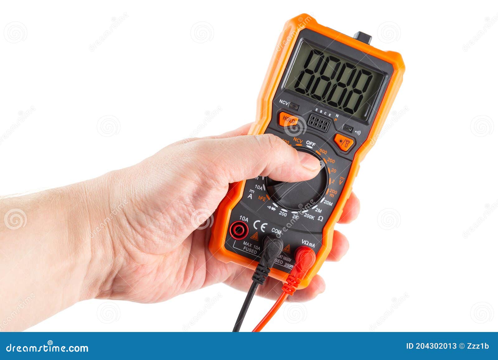 Digital Electrical Tester Wires Current Probe On Metallic Backgr ...
