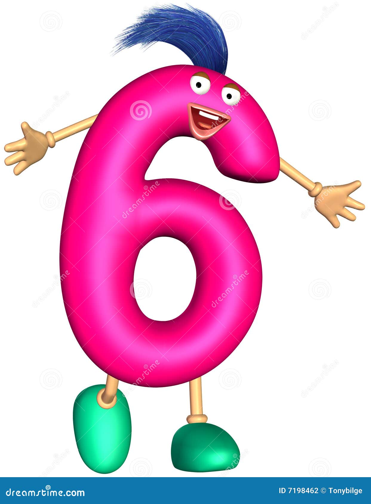 Digit character of six stock illustration. Illustration of happy - 7198462