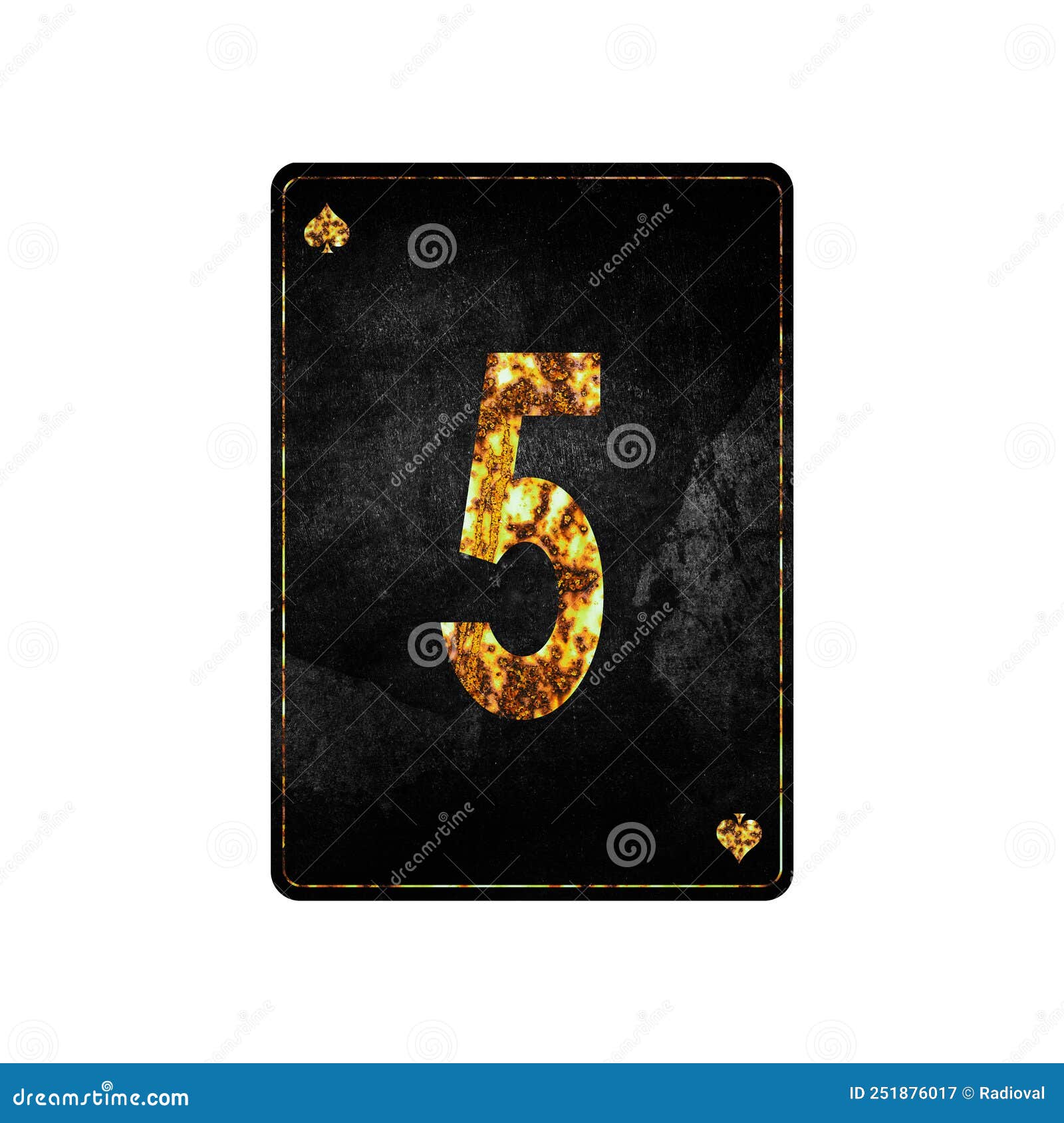Digit Five. Alphabet on Vintage Playing Cards. Isolated on White ...