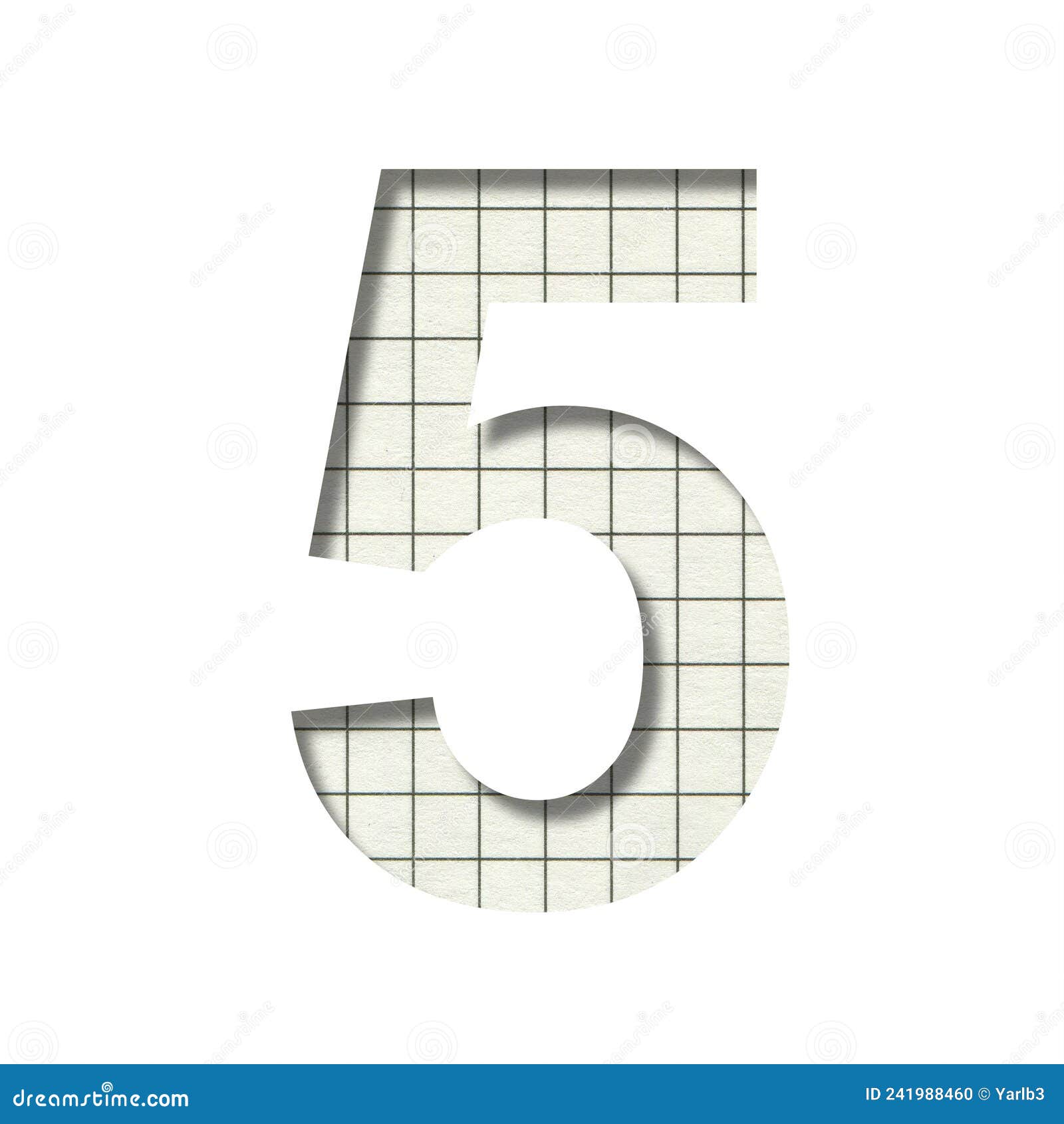 Digit 5, Five Cut Out of White Paper on the Background of a School ...