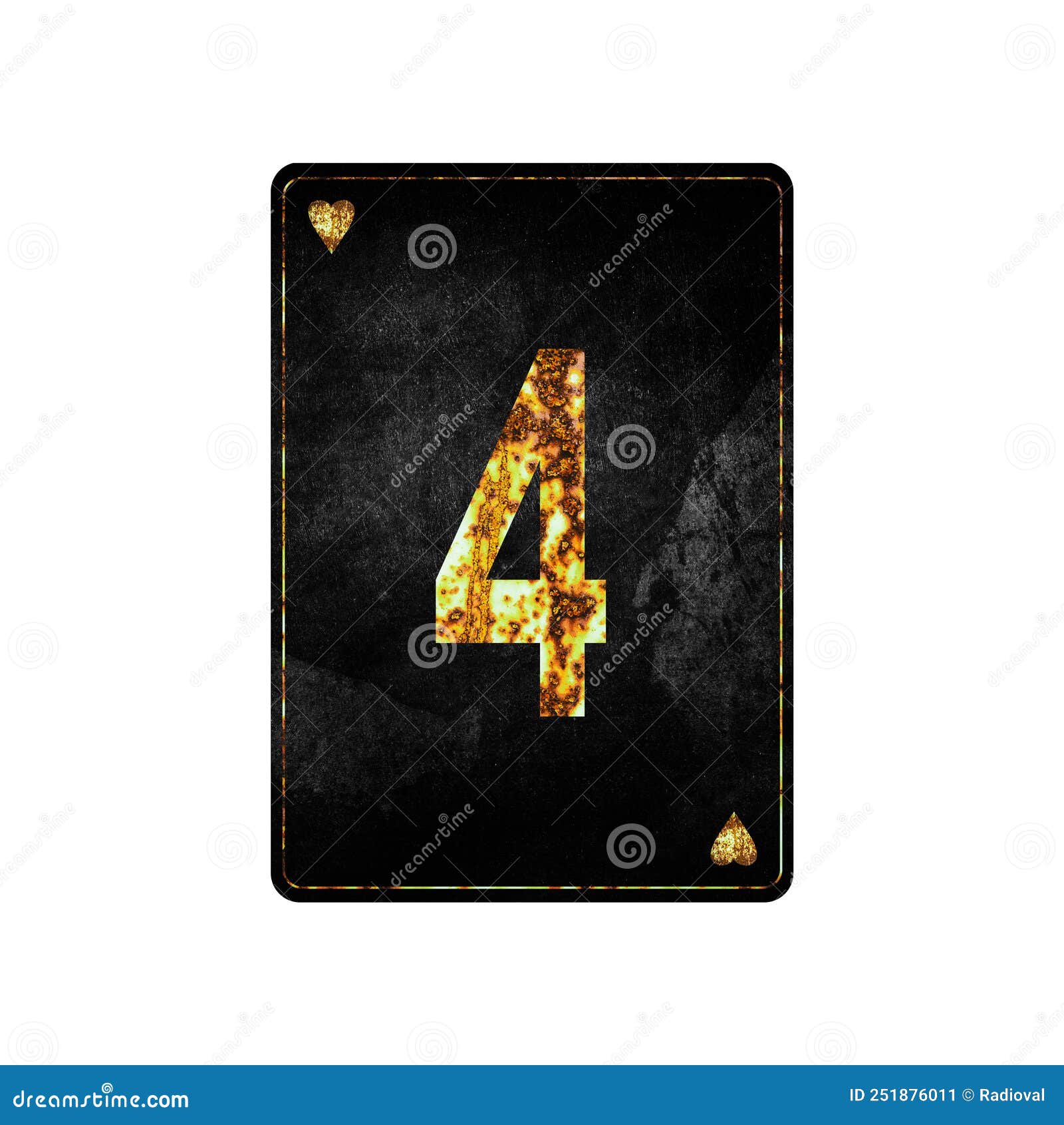 Digit Four. Alphabet on Vintage Playing Cards. Isolated on White ...