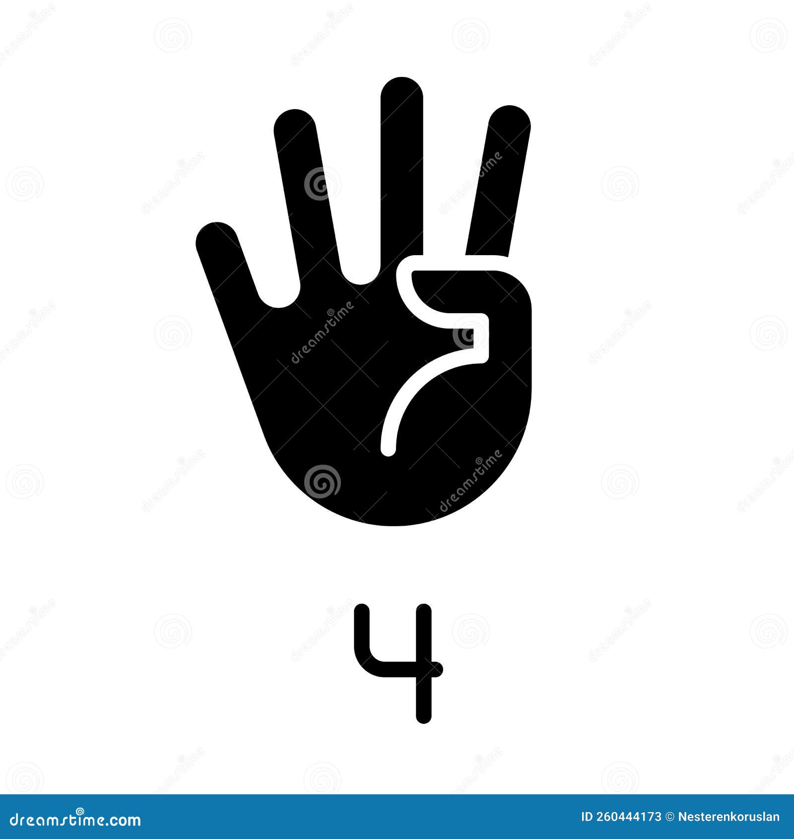 Digit Four Sign in ASL Black Glyph Icon Stock Vector - Illustration of ... Digit Four Sign in ASL Black Glyph Icon Stock Vector - Illustration of ...