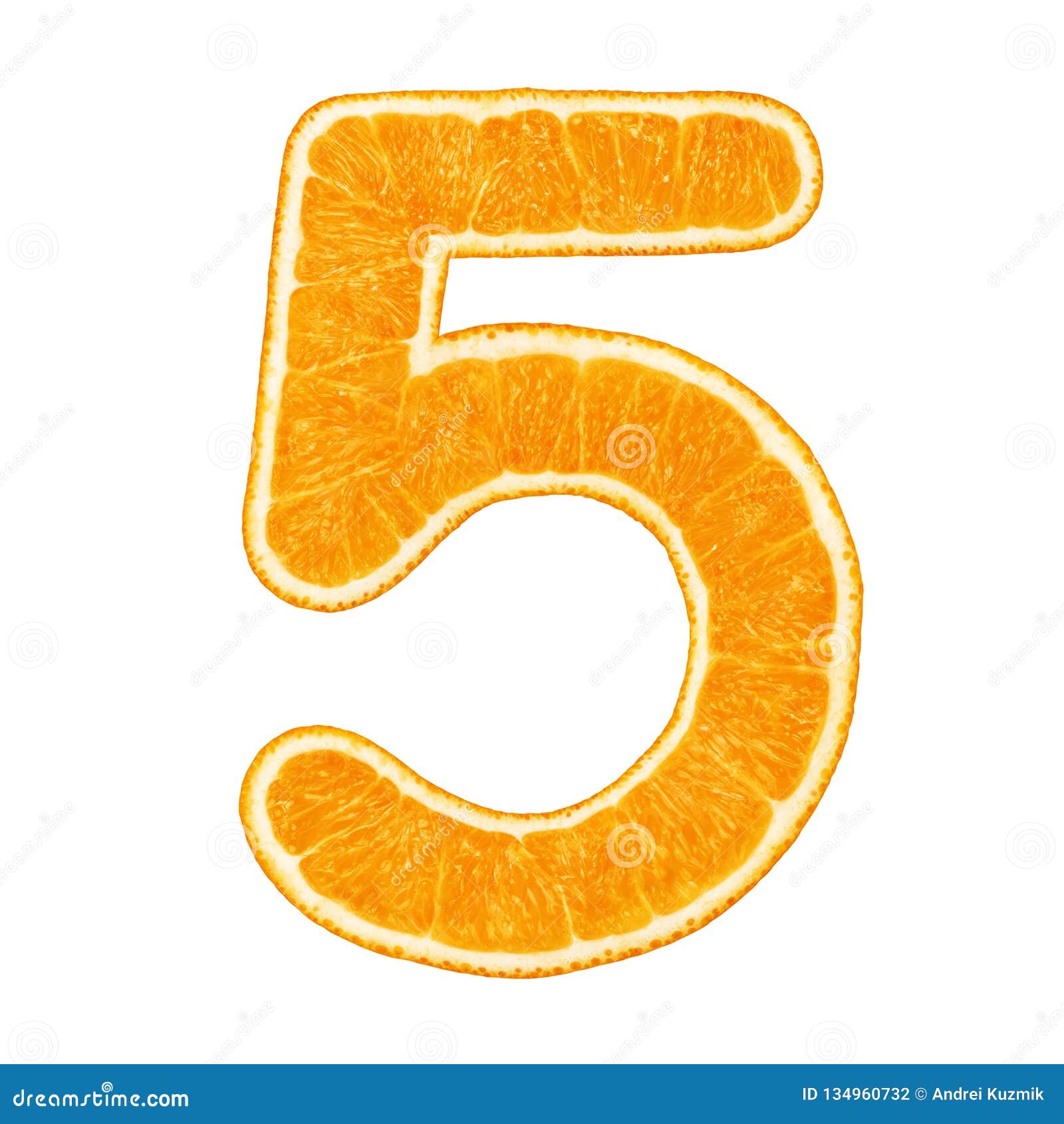 Digit 5 Made from Orange Fruit Isolated Stock Photo - Image of digit ...