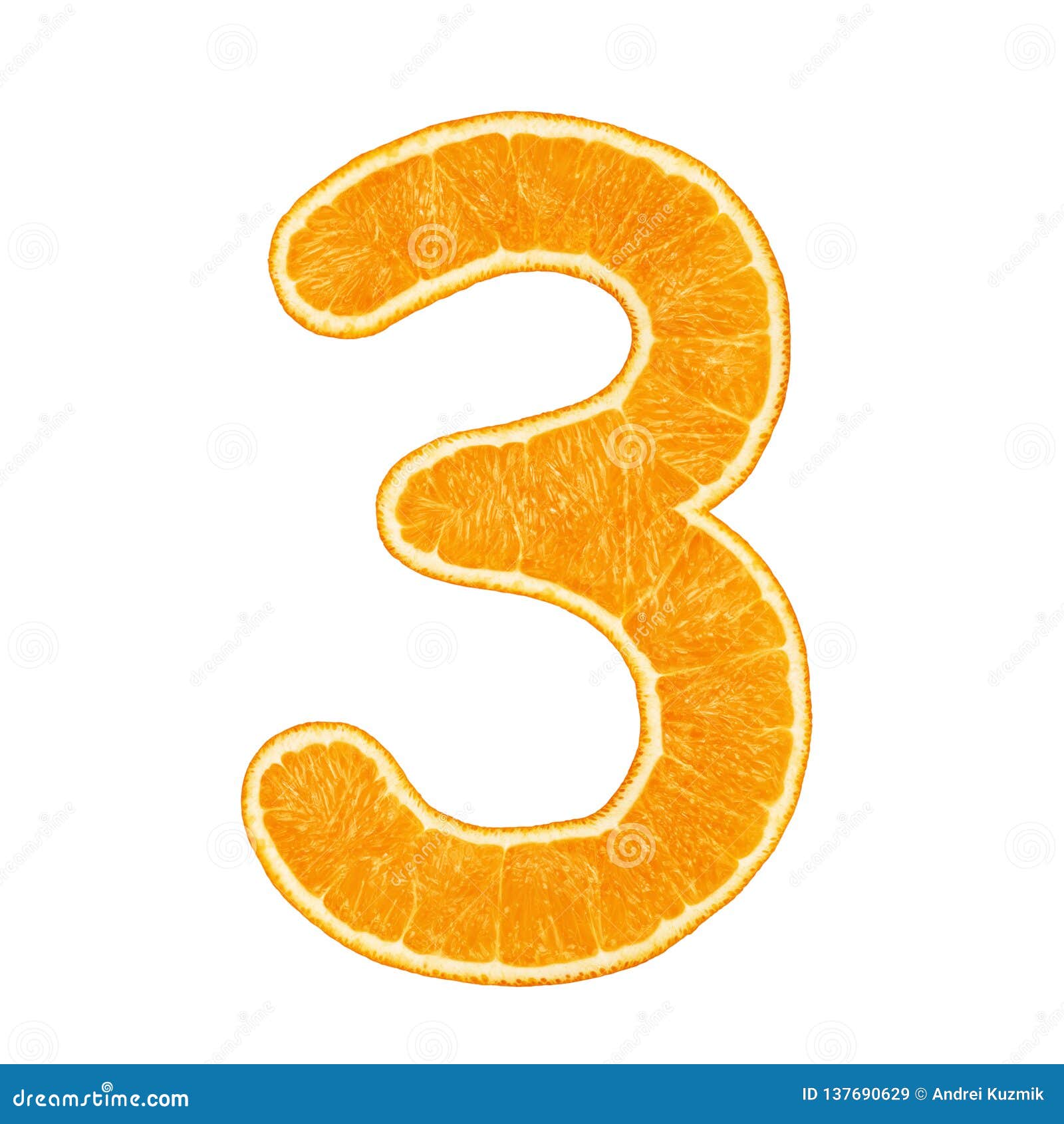 Digit 3 Made from Orange Fruit Isolated Stock Image - Image of ...