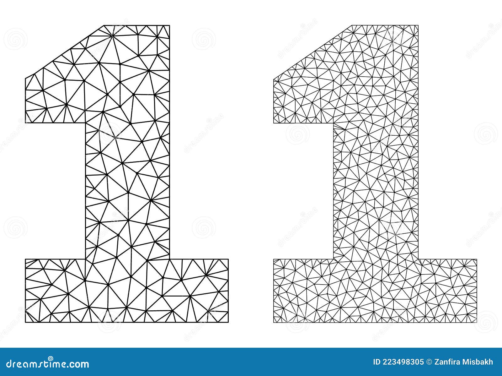 Digit One Icons - Vector Triangular Mesh Stock Vector - Illustration of ...