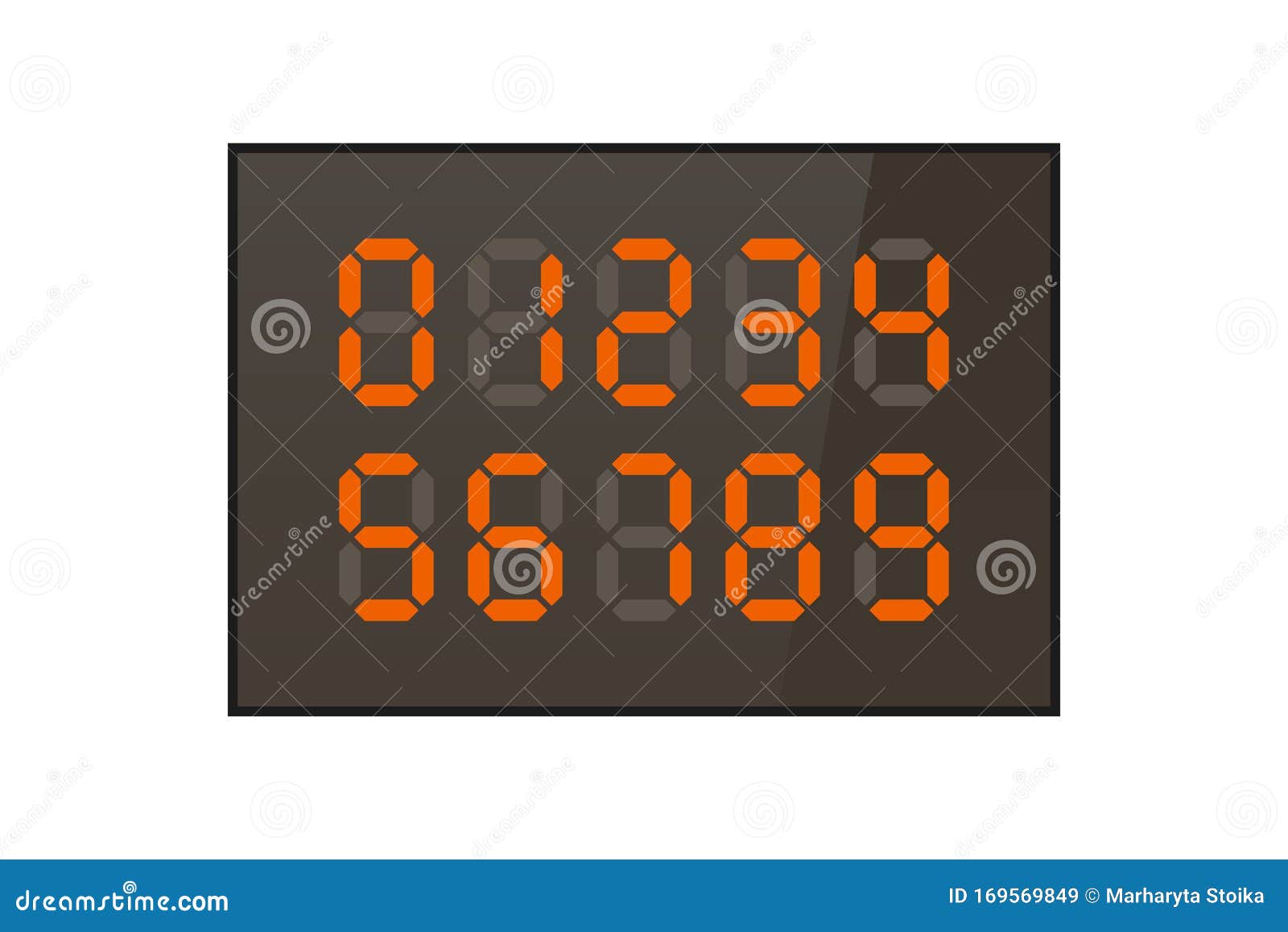 Digit Orange Numbers on the Display Stock Vector - Illustration of ...