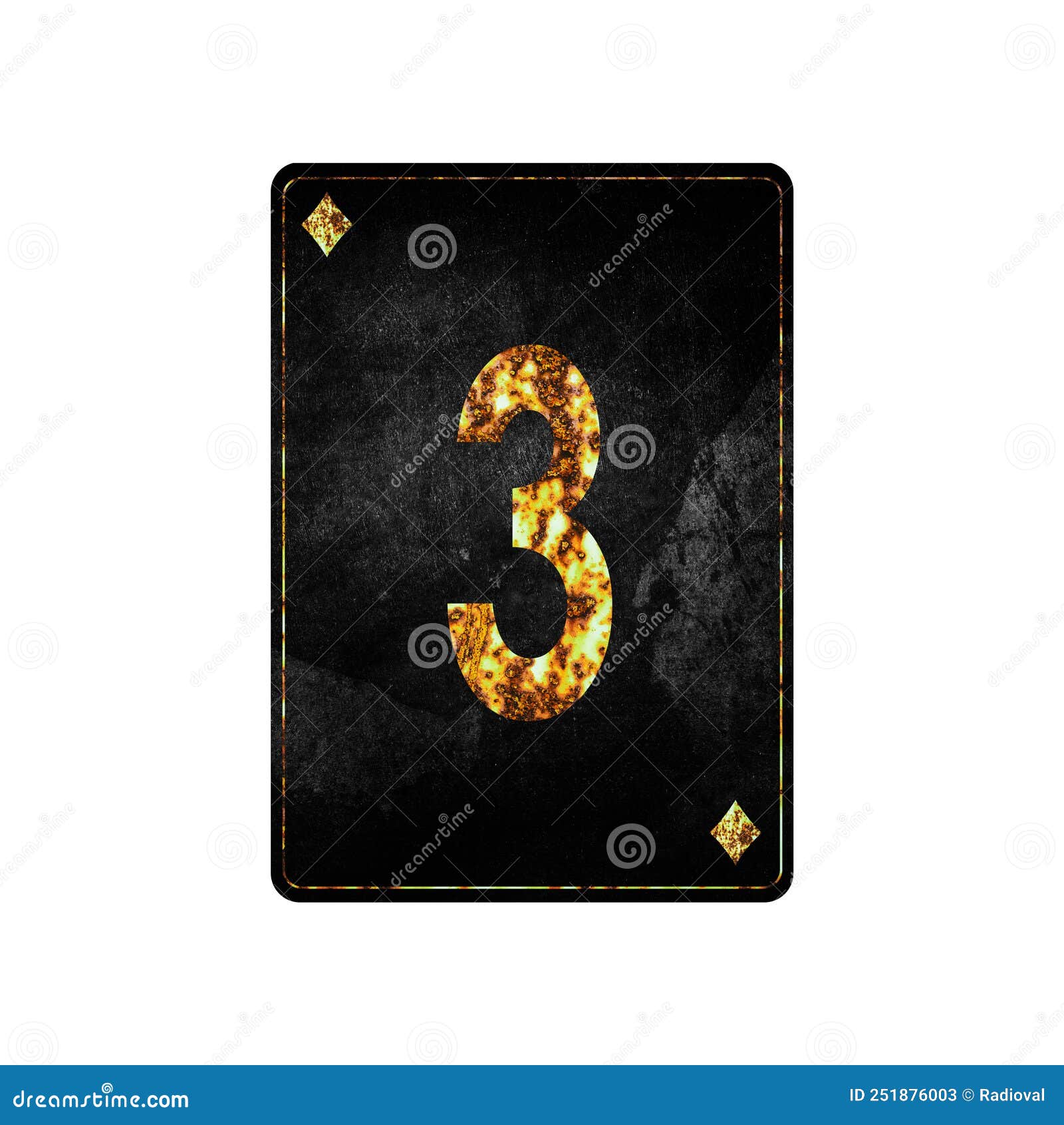 Digit Three. Alphabet on Vintage Playing Cards. Isolated on White ...
