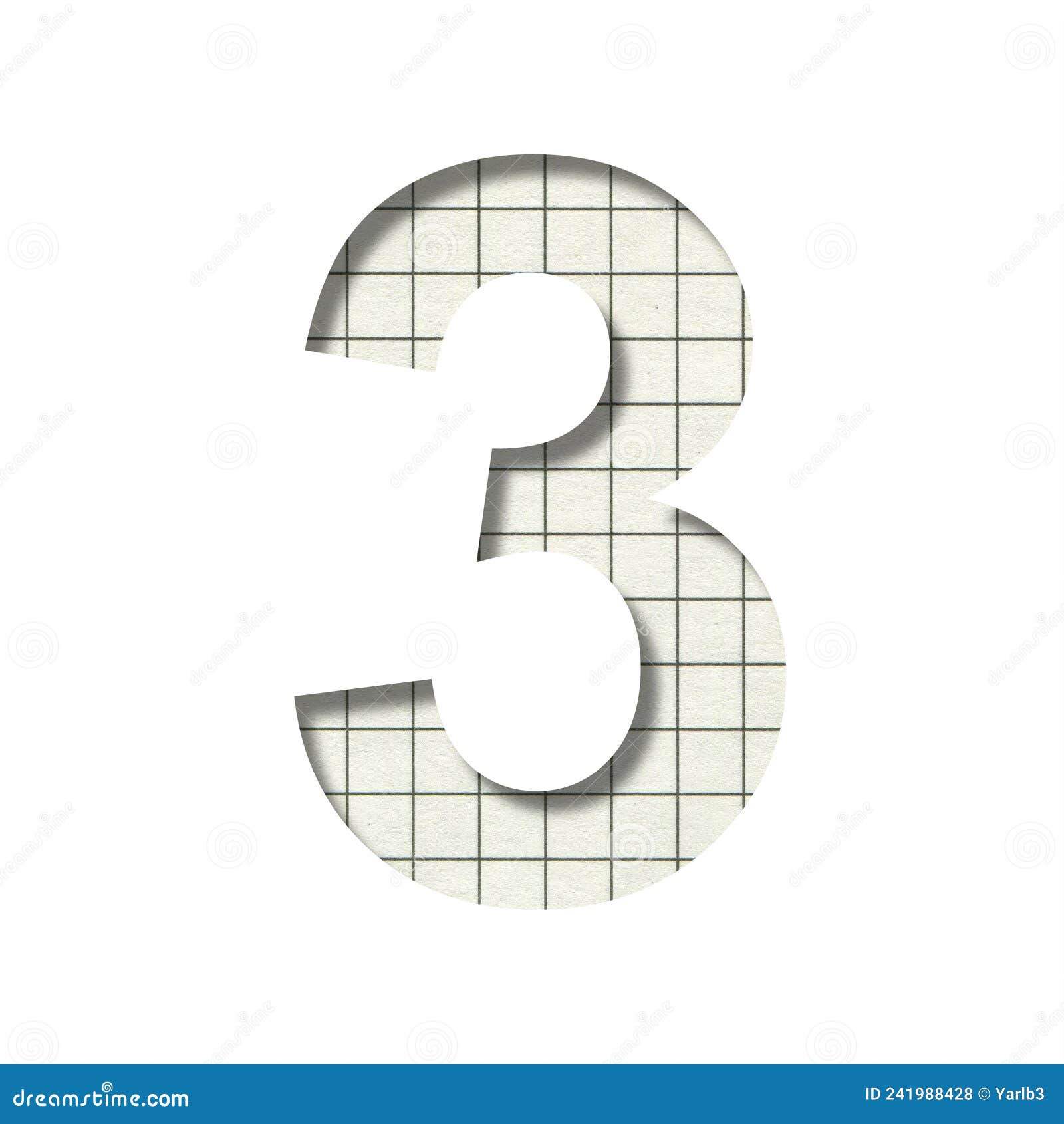 Digit 3, Three Cut Out of White Paper on the Background of a School ...
