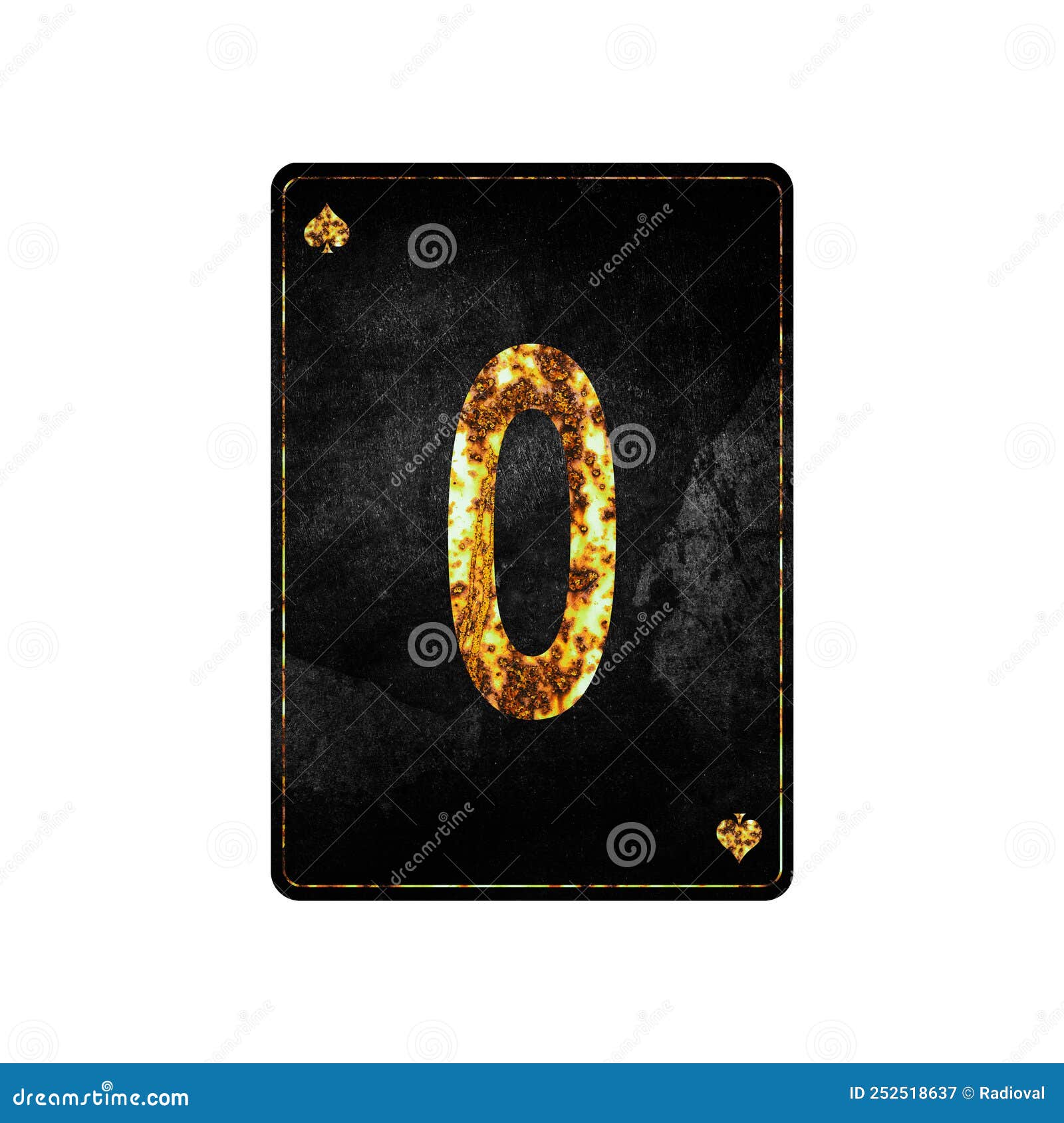 Digit Zero. Alphabet on Vintage Playing Cards. Isolated on White ...