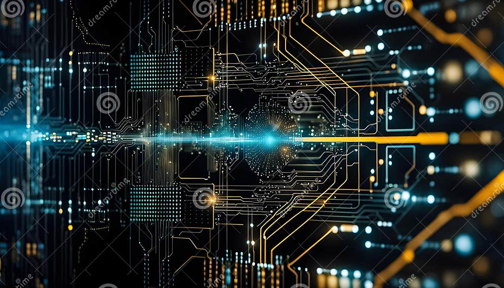 Digital Abstract Background of Technological Processes, Neural Networks and Artificial ...