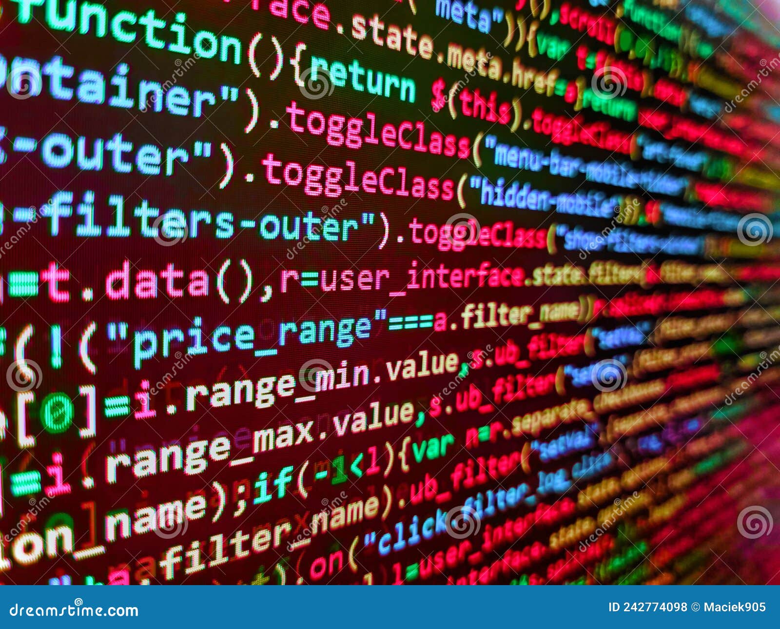 Digital Abstract Bits Data Stream, Cyber Pattern Digital Background. Programmer Typing New Lines ...