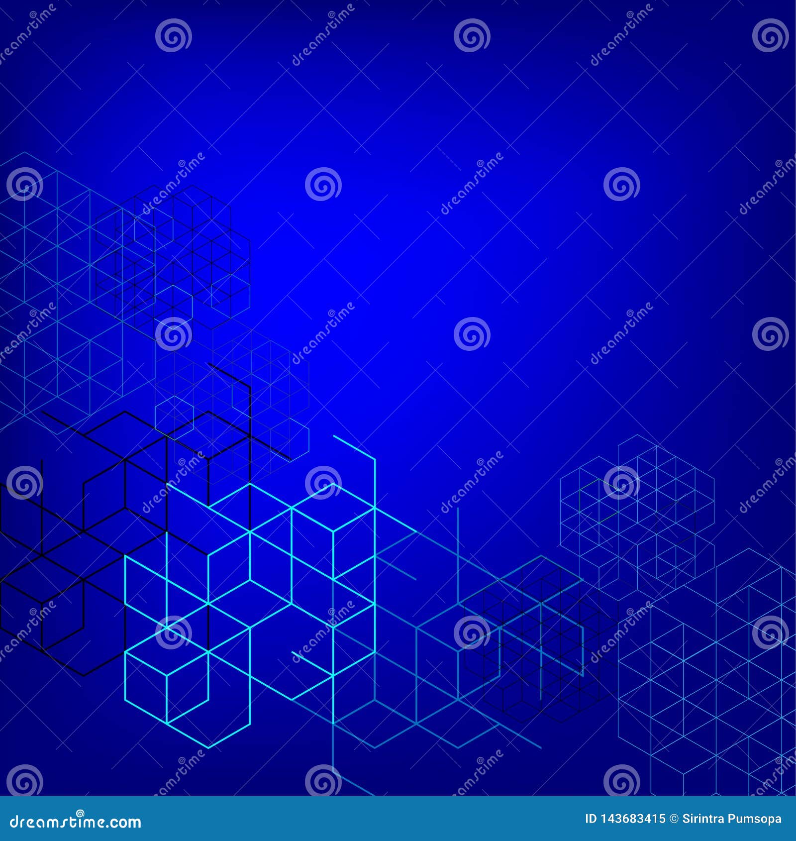 Digital Abstract Boxes on Blue Background. Lines and Cube Vector ... Digital Abstract Boxes on Blue Background. Lines and Cube Vector ...