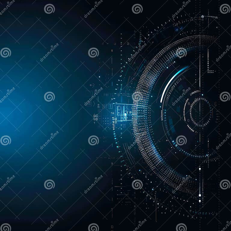 Digital Abstract Concept with Dark Background, Glowing Blue Elements ...