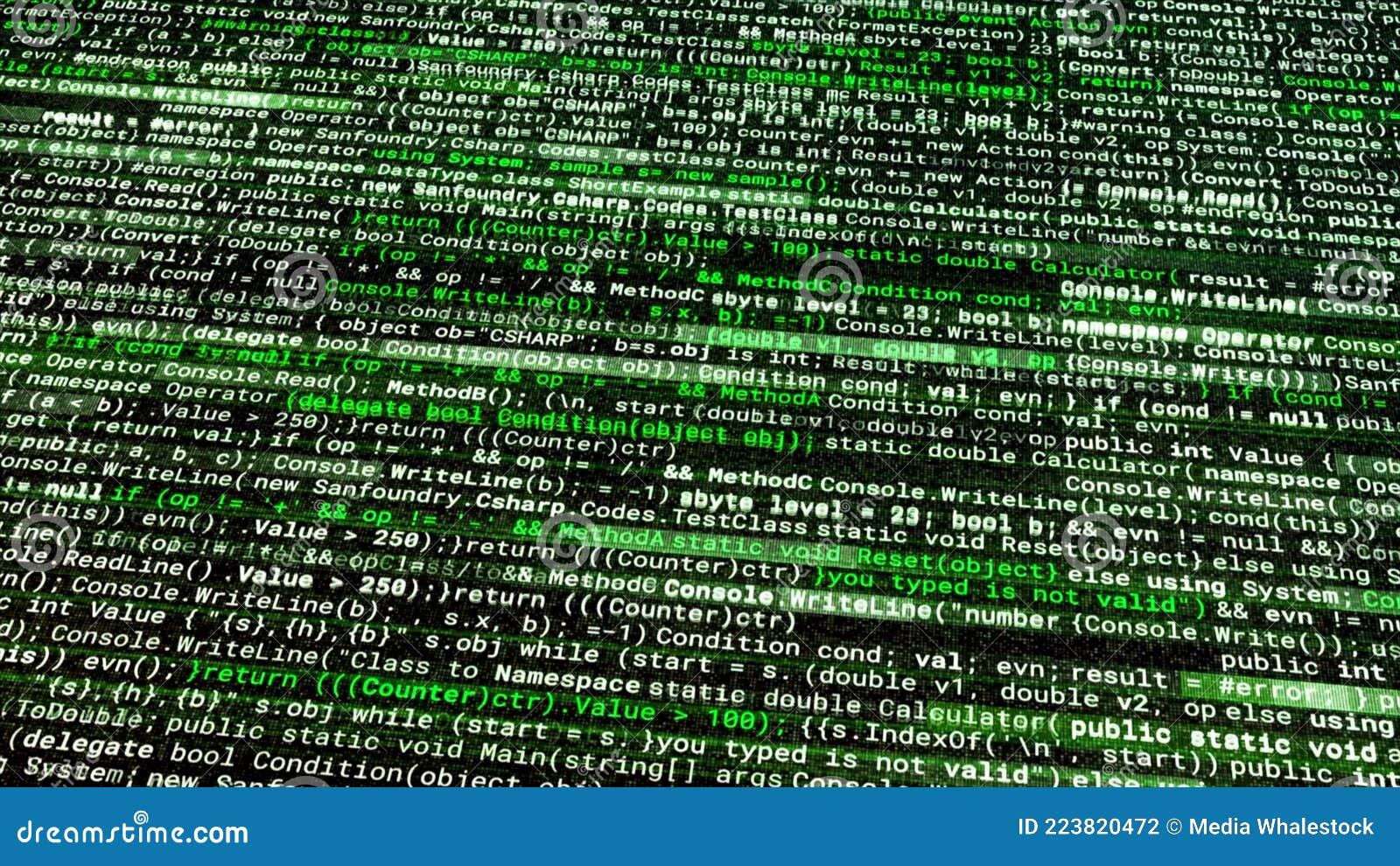 Digital Abstract Data Streaming Code Background With Green Matrix 3349
