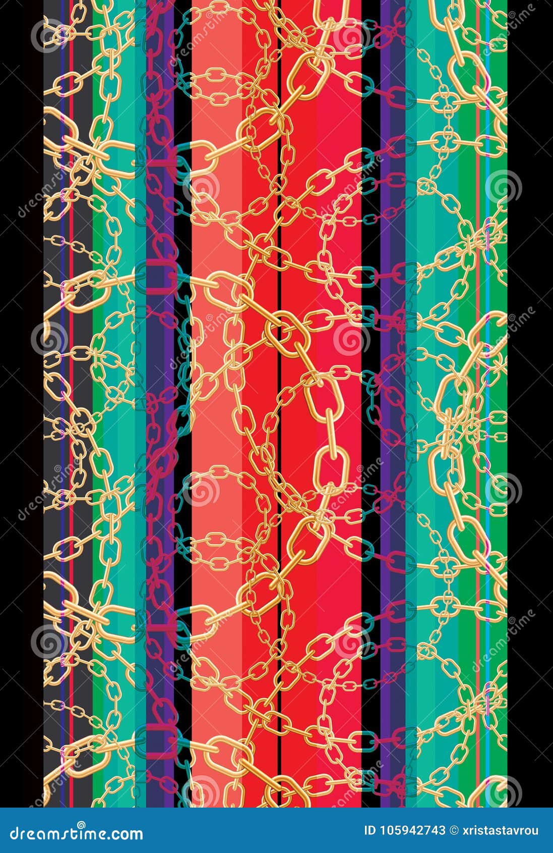 Gold Chains on Colorful Background Lines Stock Illustration ...