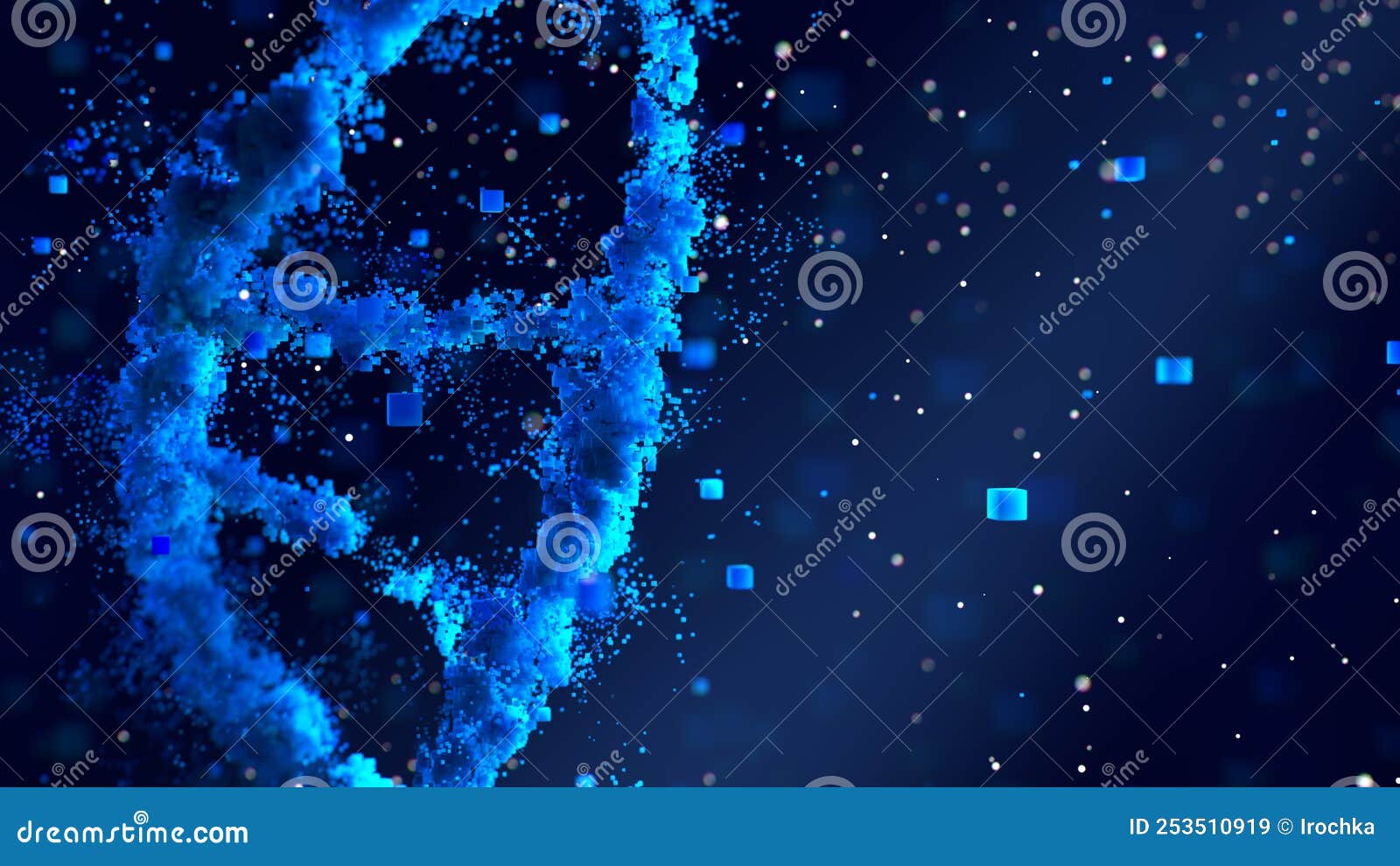 Digital Abstract DNA Gene Helix Spiral Molecule Structure. Stock ...
