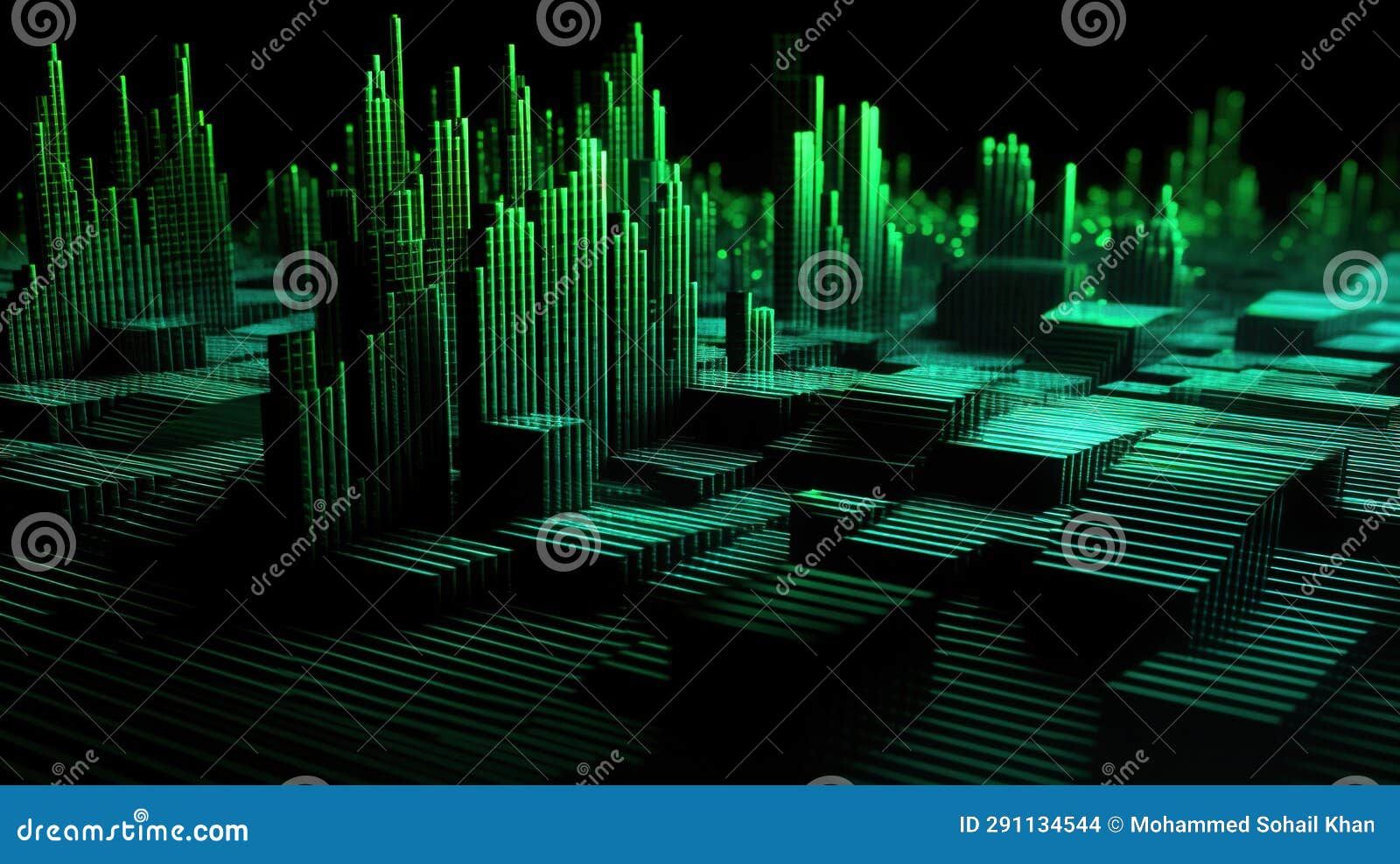 Digital Abstract of Green Color Dot Matrix Pattern Selective Focused ...