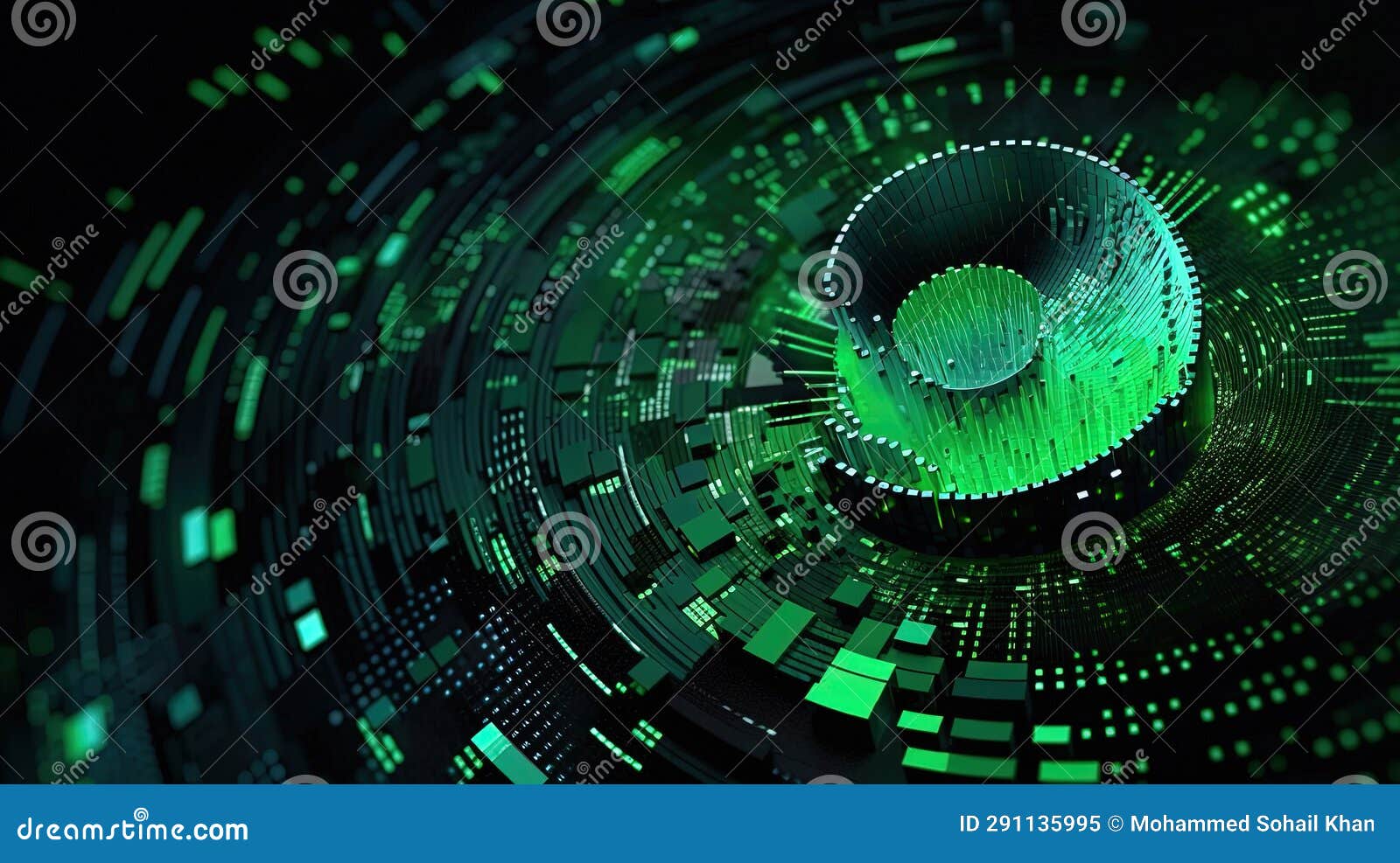Digital Abstract of Green Color Dot Matrix Swirl Pattern Selective ...