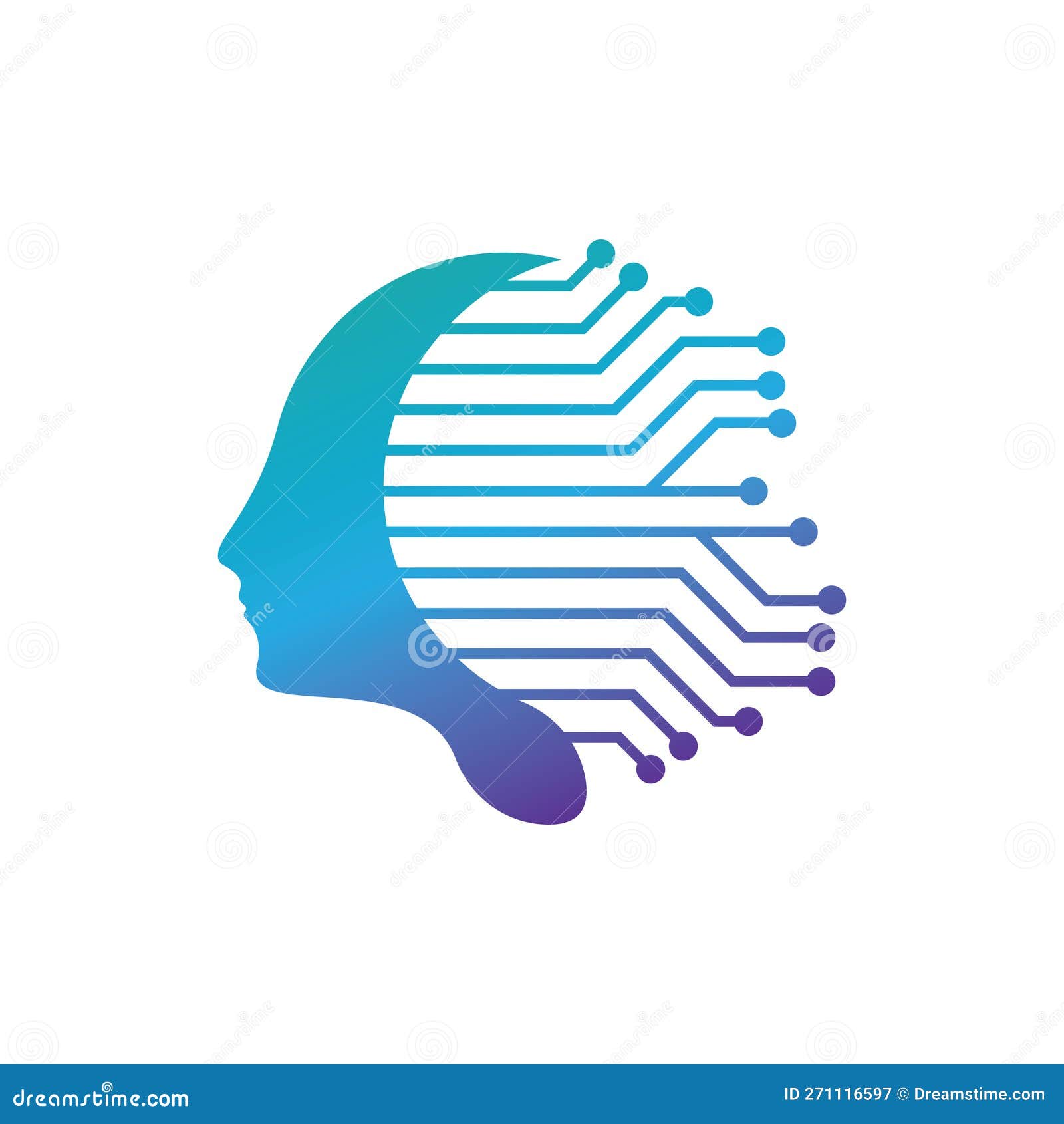 Digital Abstract Icon Human Head Tech Logo Stock Vector - Illustration ...