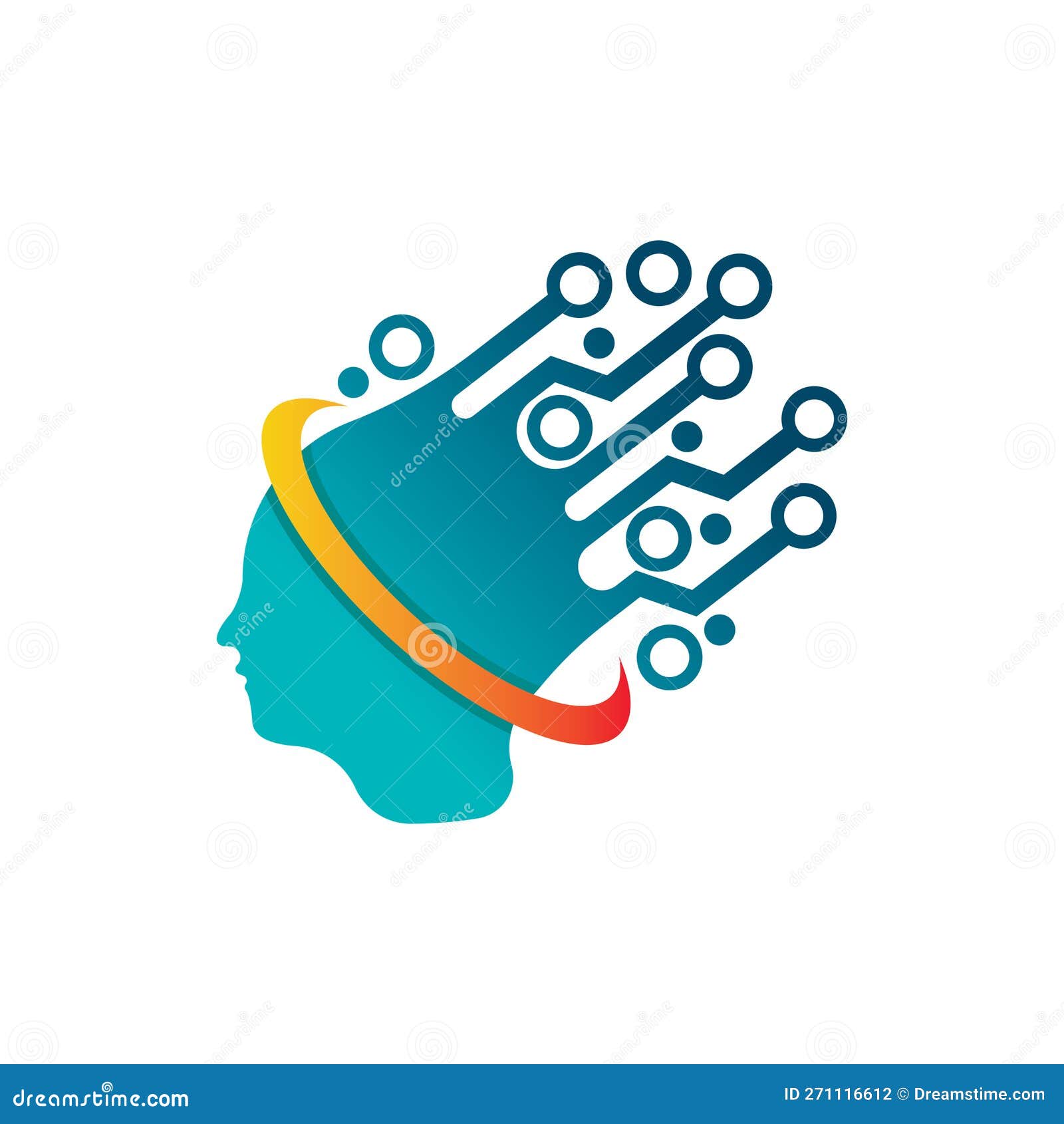 Digital Abstract Icon Human Head Tech Logo Stock Vector - Illustration ...