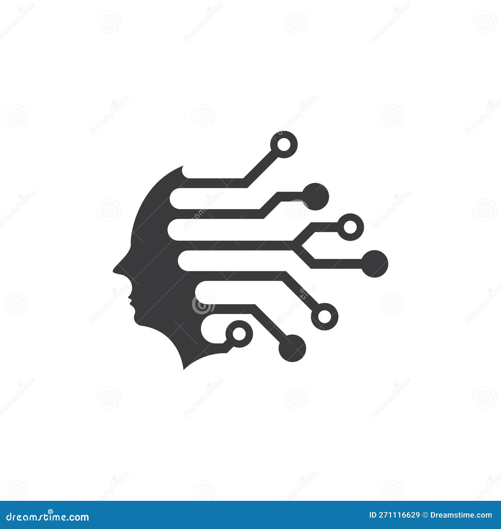 Digital Abstract Icon Human Head Tech Logo Stock Vector - Illustration ...