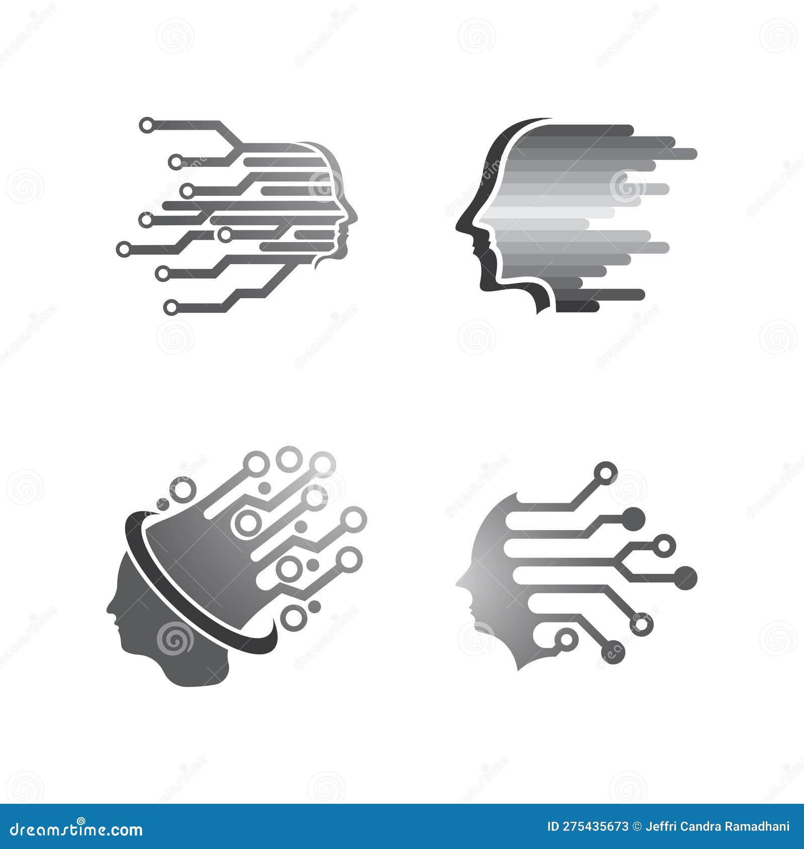 Digital Abstract Icon Human Head Tech Logo Stock Vector - Illustration ...